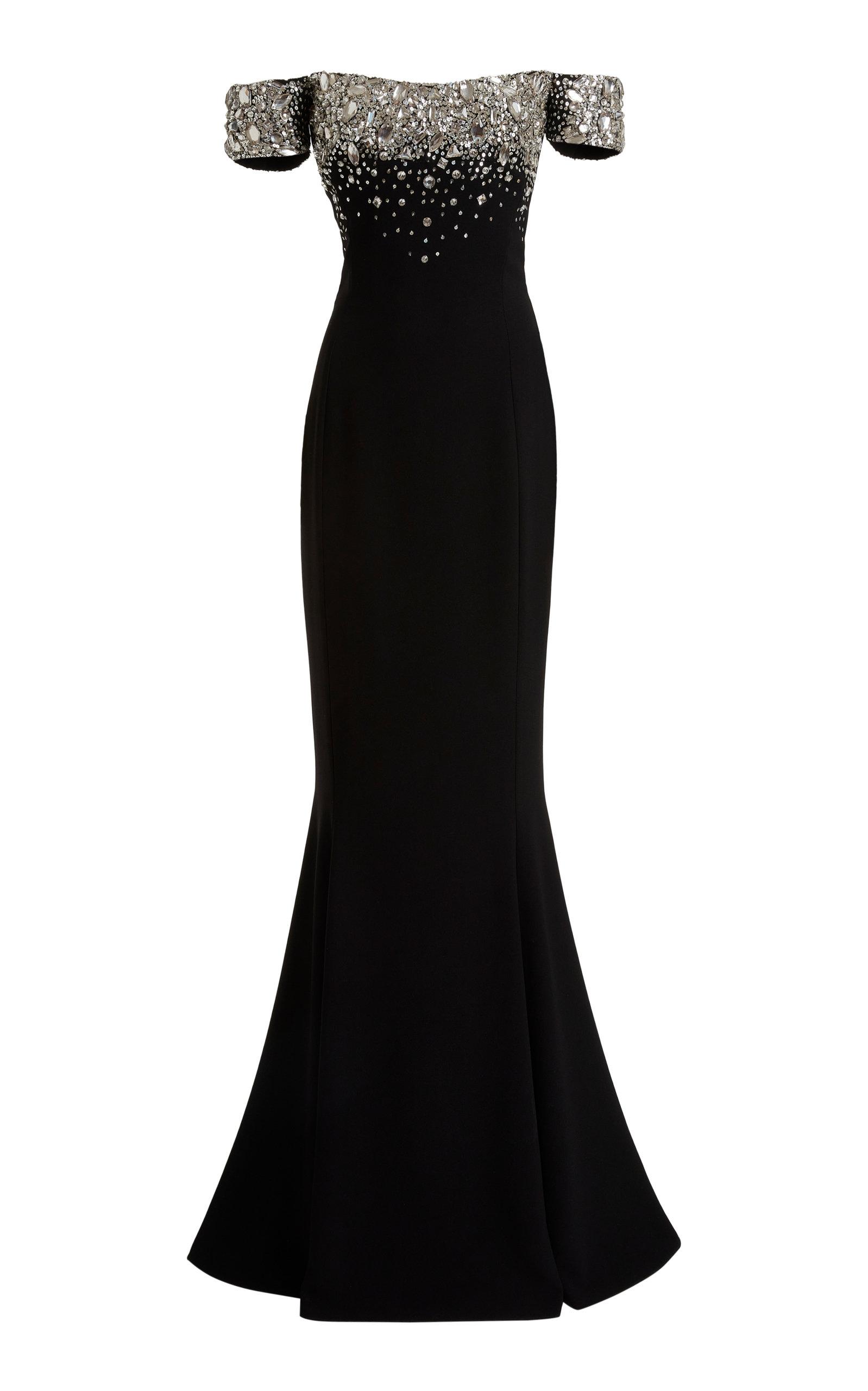 Zuhair Murad Off The Shoulder Stone Embroidered Dress In Black Lyst