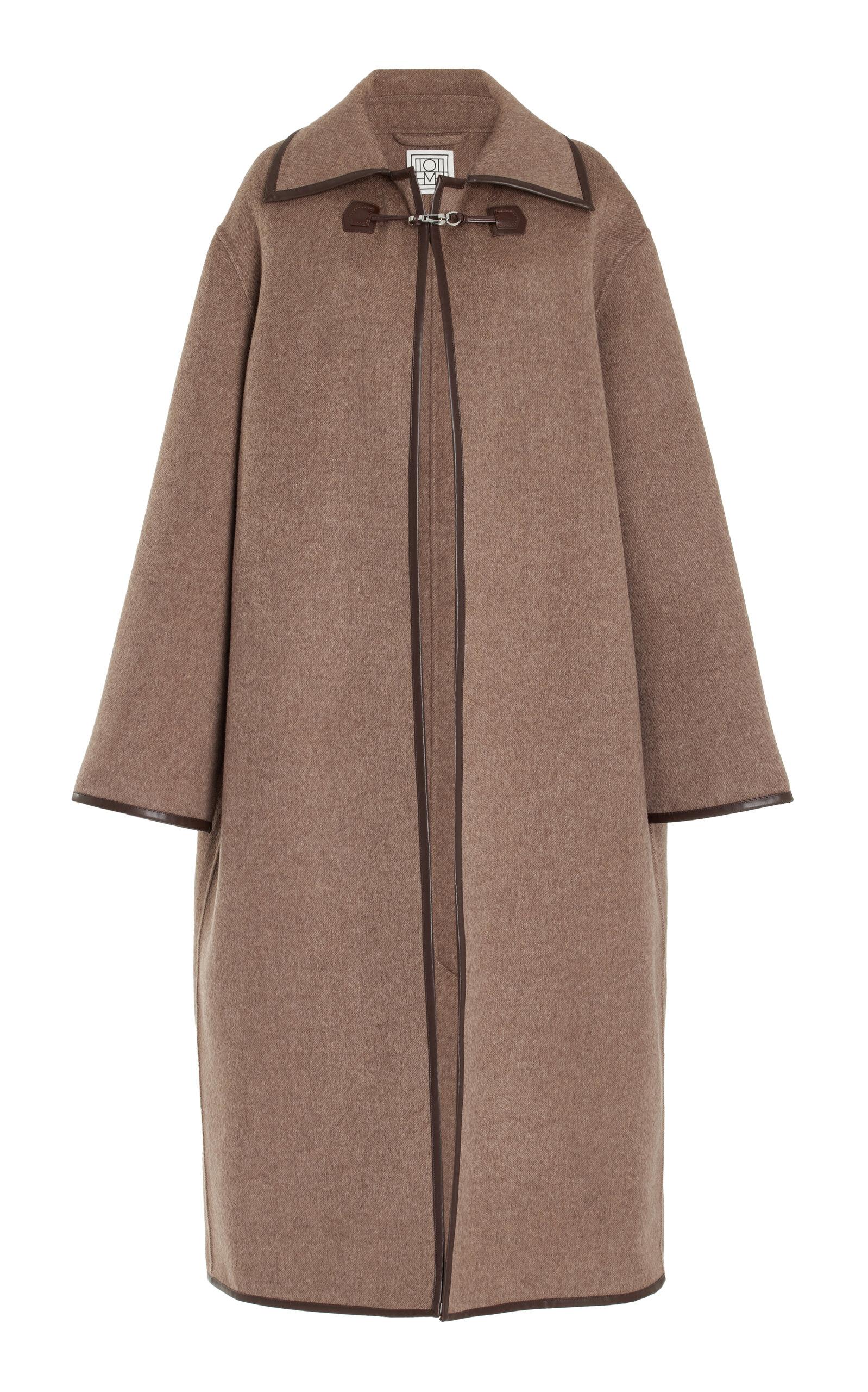 TOTEME Double-clasp Wool Coat in Brown | Lyst