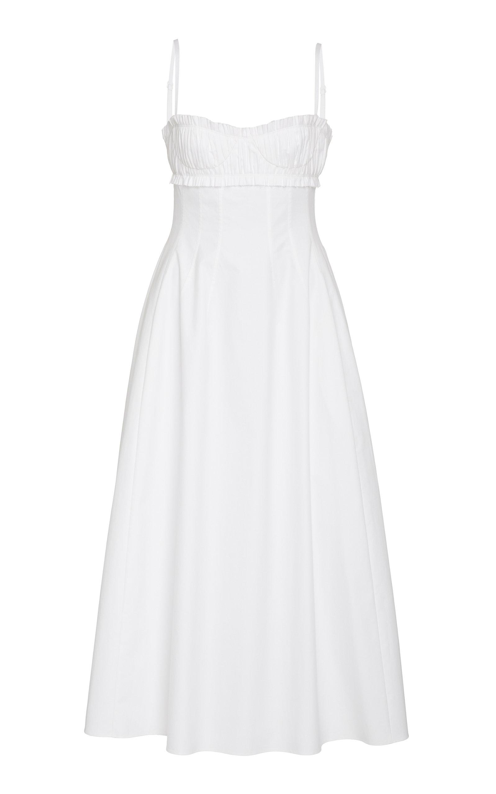 Khaite Felicia Smocked Cotton Dress in White | Lyst