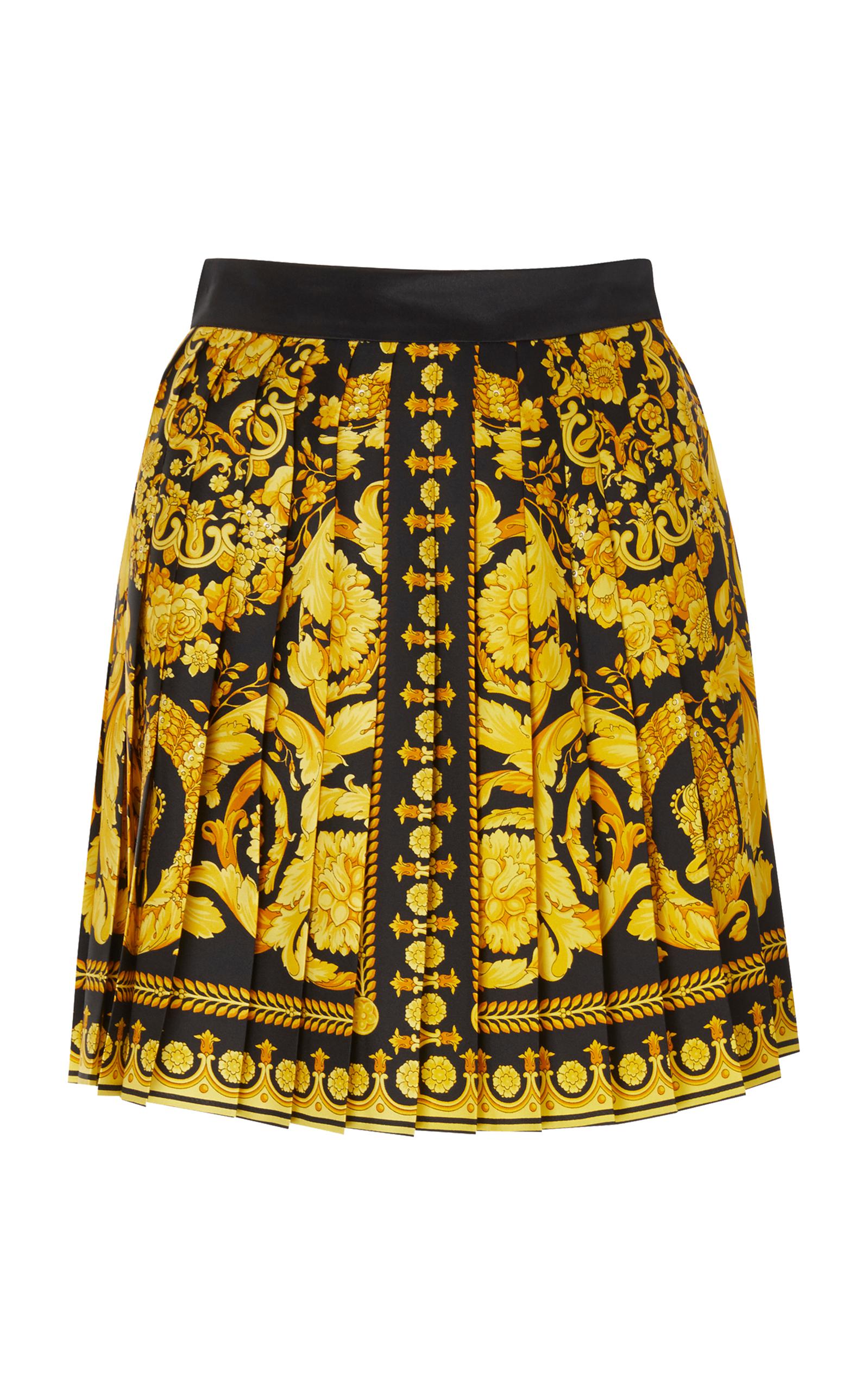 Lyst - Versace Pleated Mini Skirt in Yellow