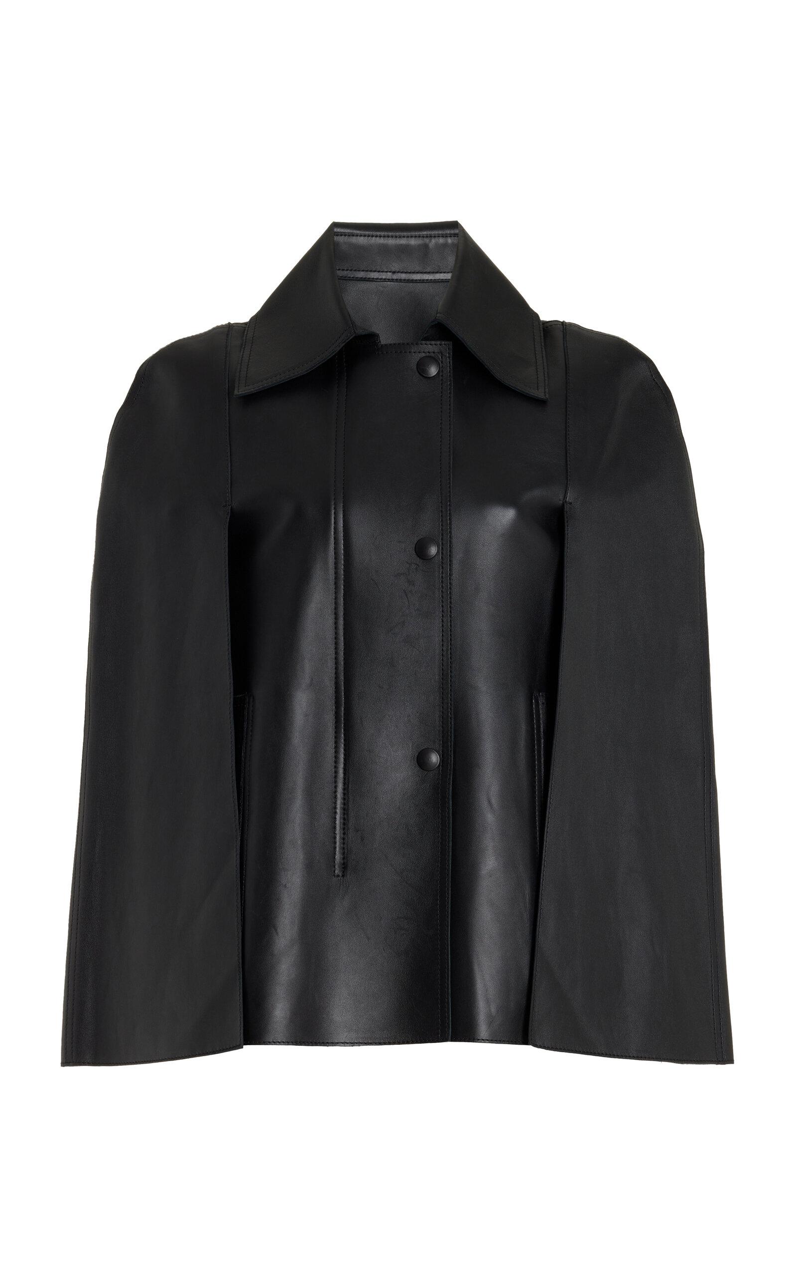 TOTEME Double Leather Cape in Black | Lyst