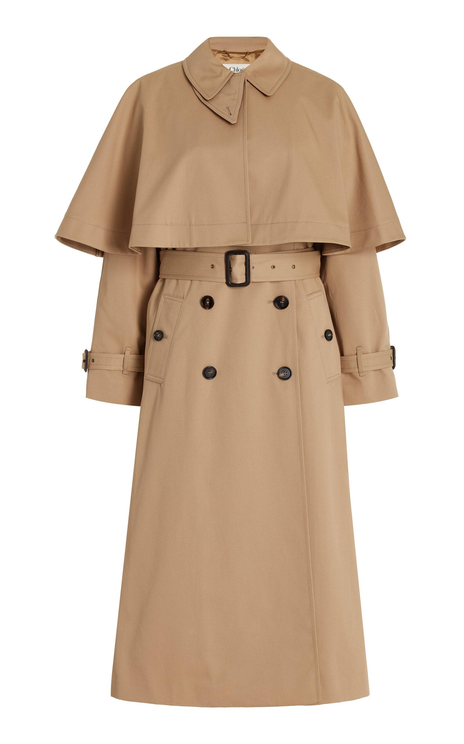 Chloé Cape-detailed Cotton Trench Coat in Natural | Lyst