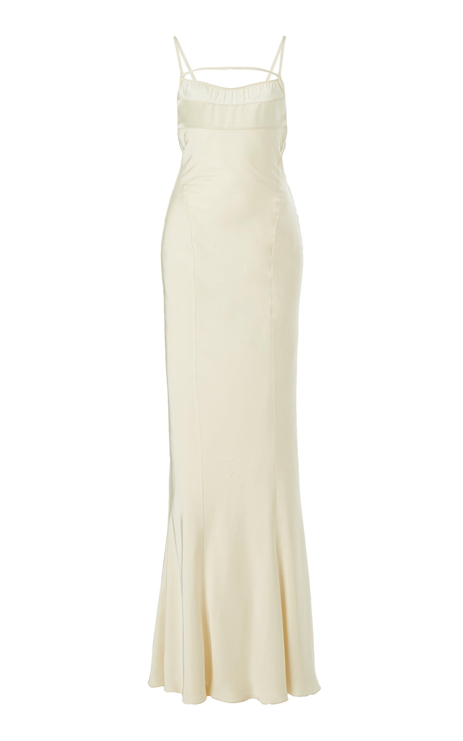 Jacquemus Novio Tie-detailed Satin Gown in Natural | Lyst