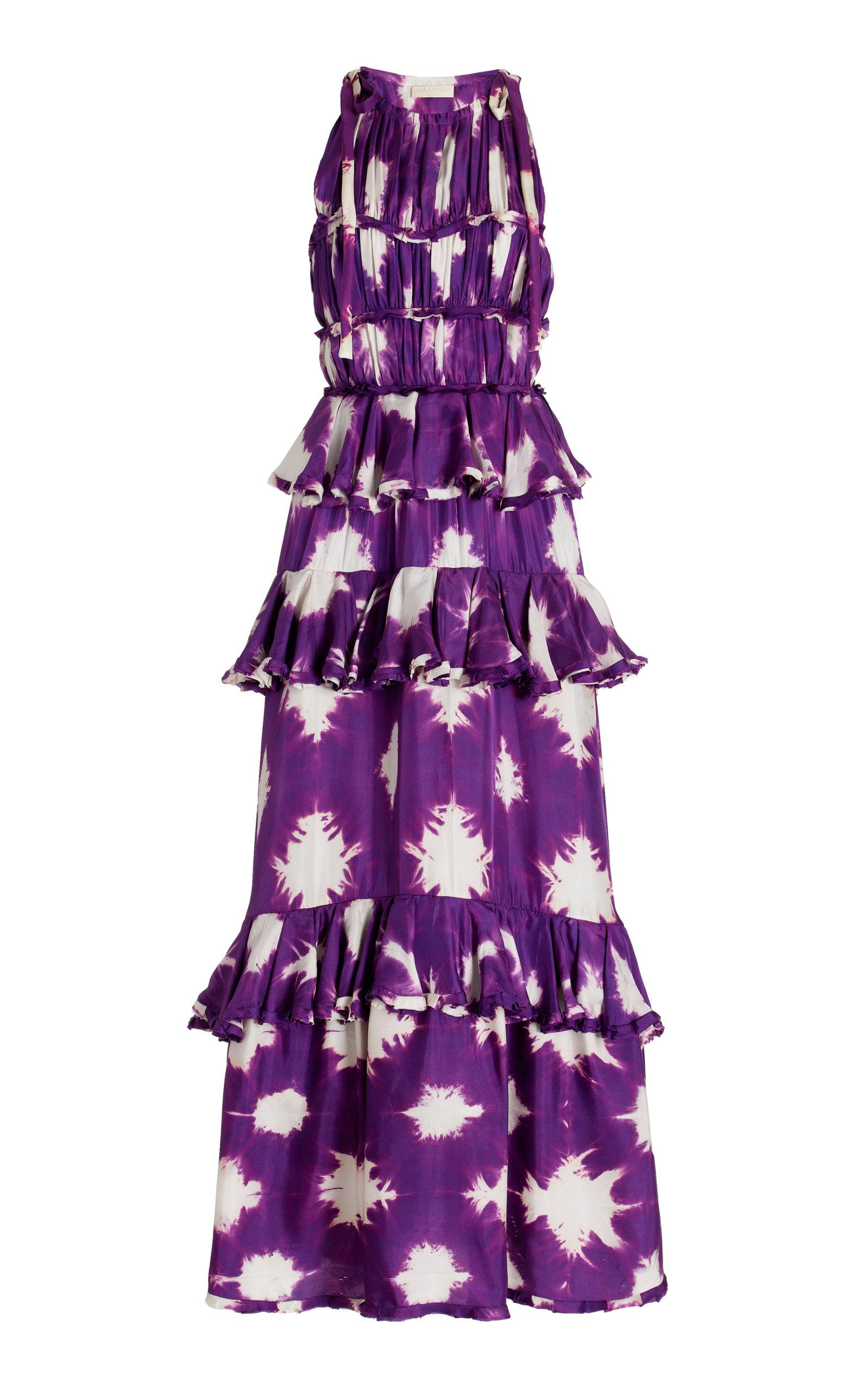 Ulla Johnson Serafina Tiered Silk Maxi Dress in Purple | Lyst