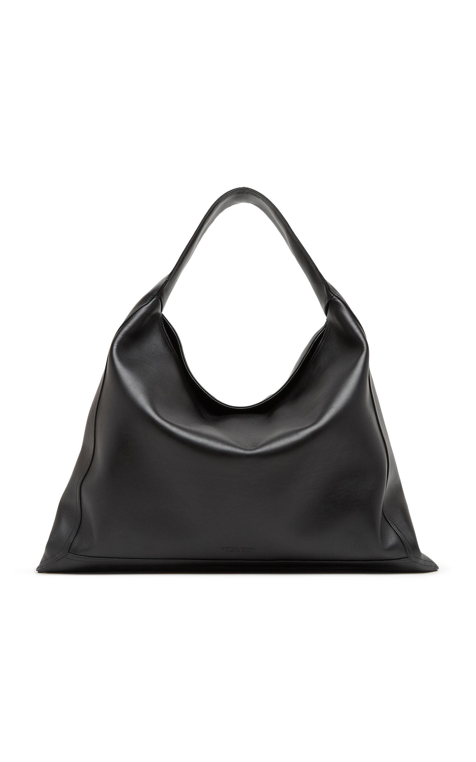 Bottega Veneta Large Hop Silky Leather Shoulder Bag in Black | Lyst