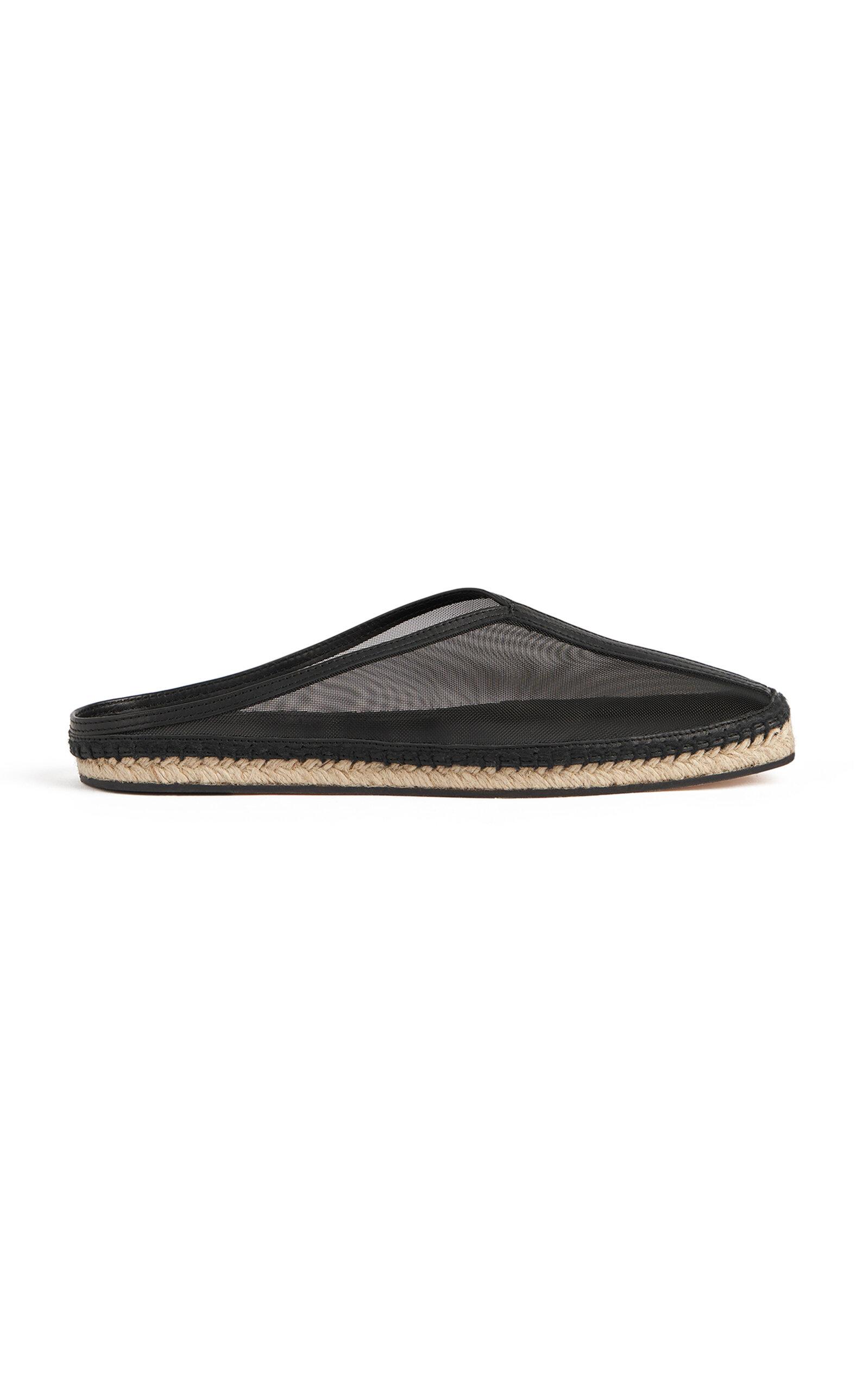 Totême Leather-trimmed Mesh Slippers in Black | Lyst