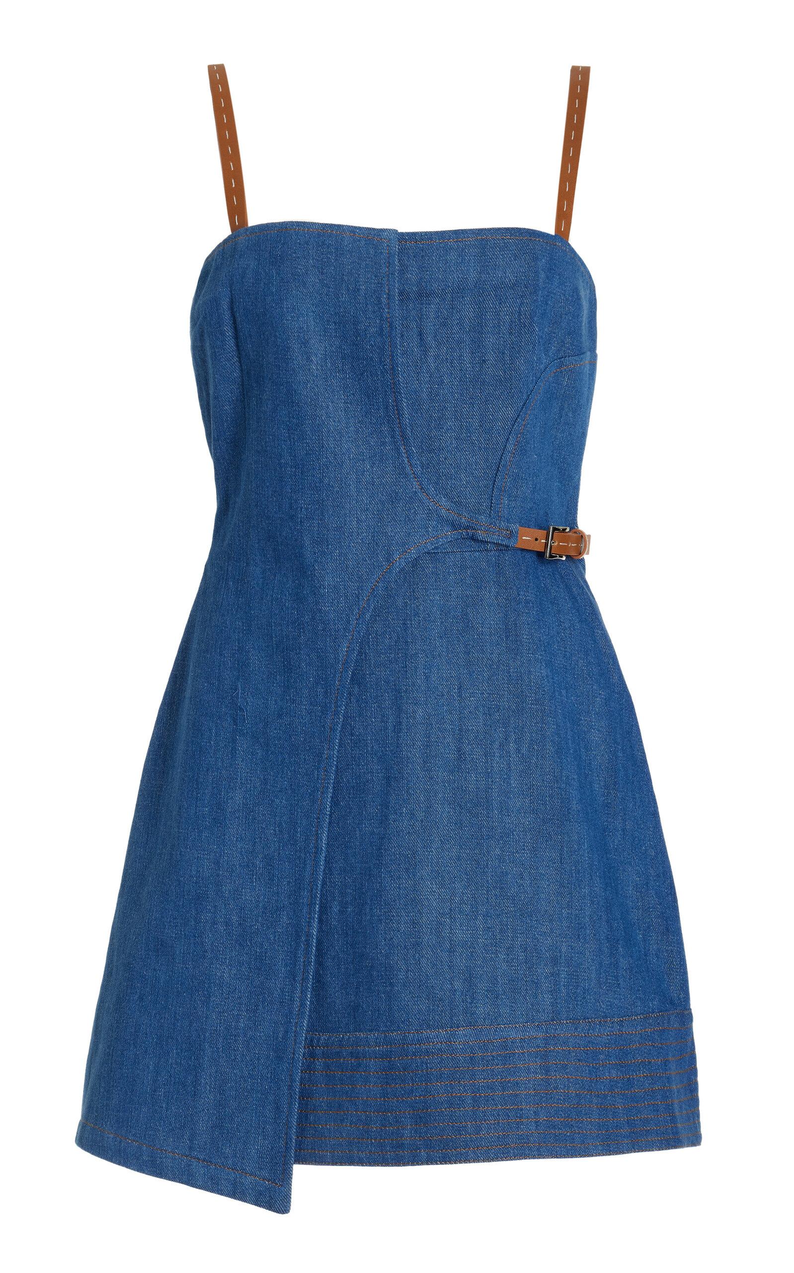 Alexis Ferre Wrapped Denim Mini Dress in Blue | Lyst