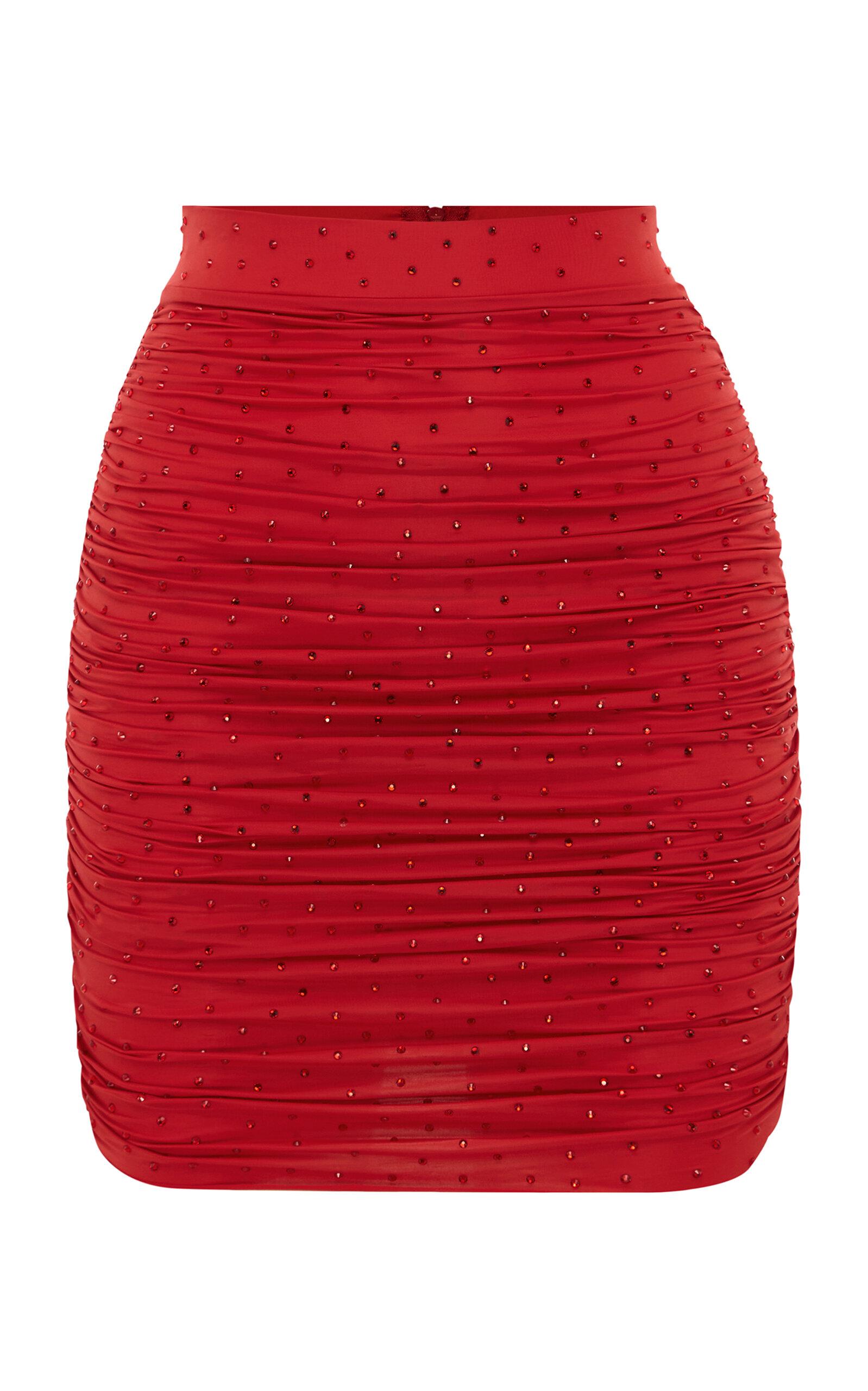 Alex Perry Benson Crystal-embellished Stretch-jersey Mini Skirt in Red ...
