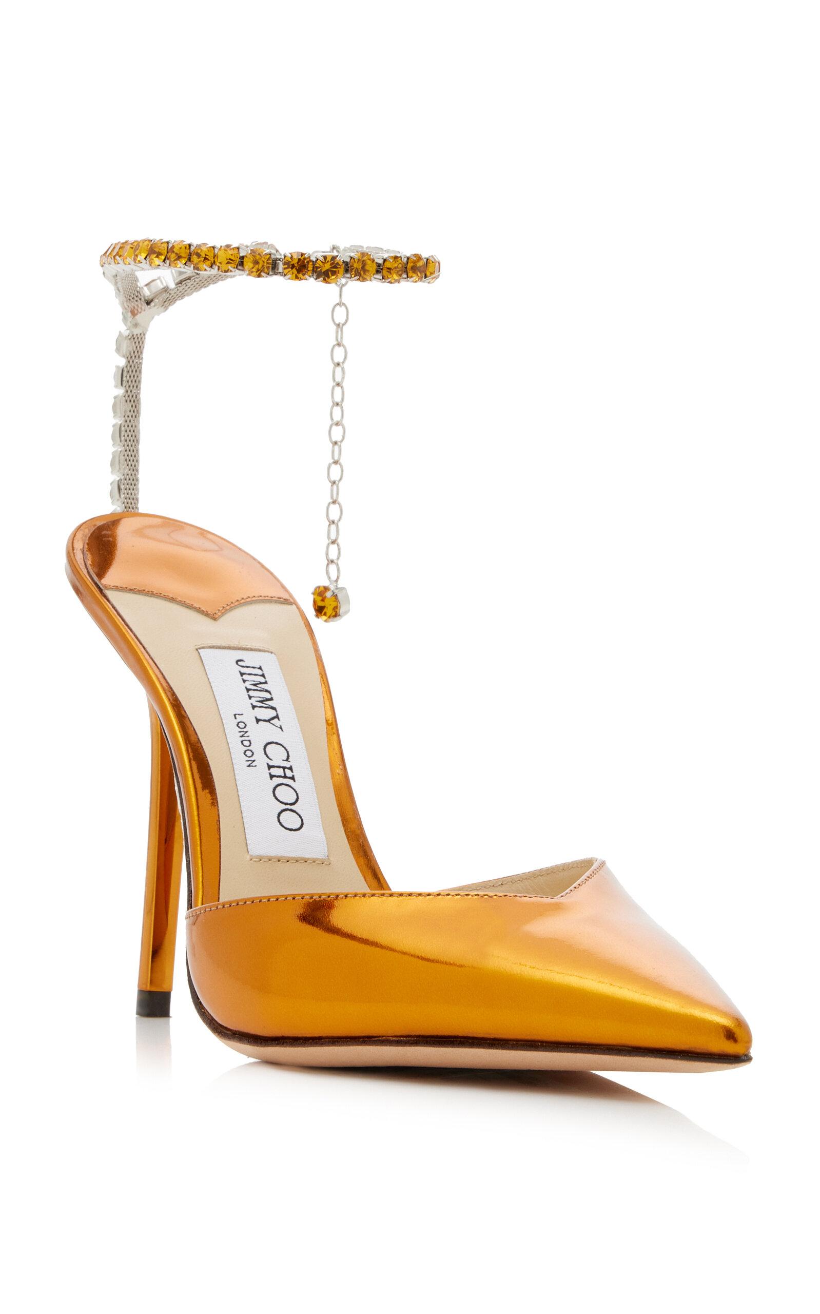 Jimmy Choo Saeda Crystal-embellished Metallic Leather Pumps Jimmy Choo Saeda Crystal-embellished Metallic Leather Pumps