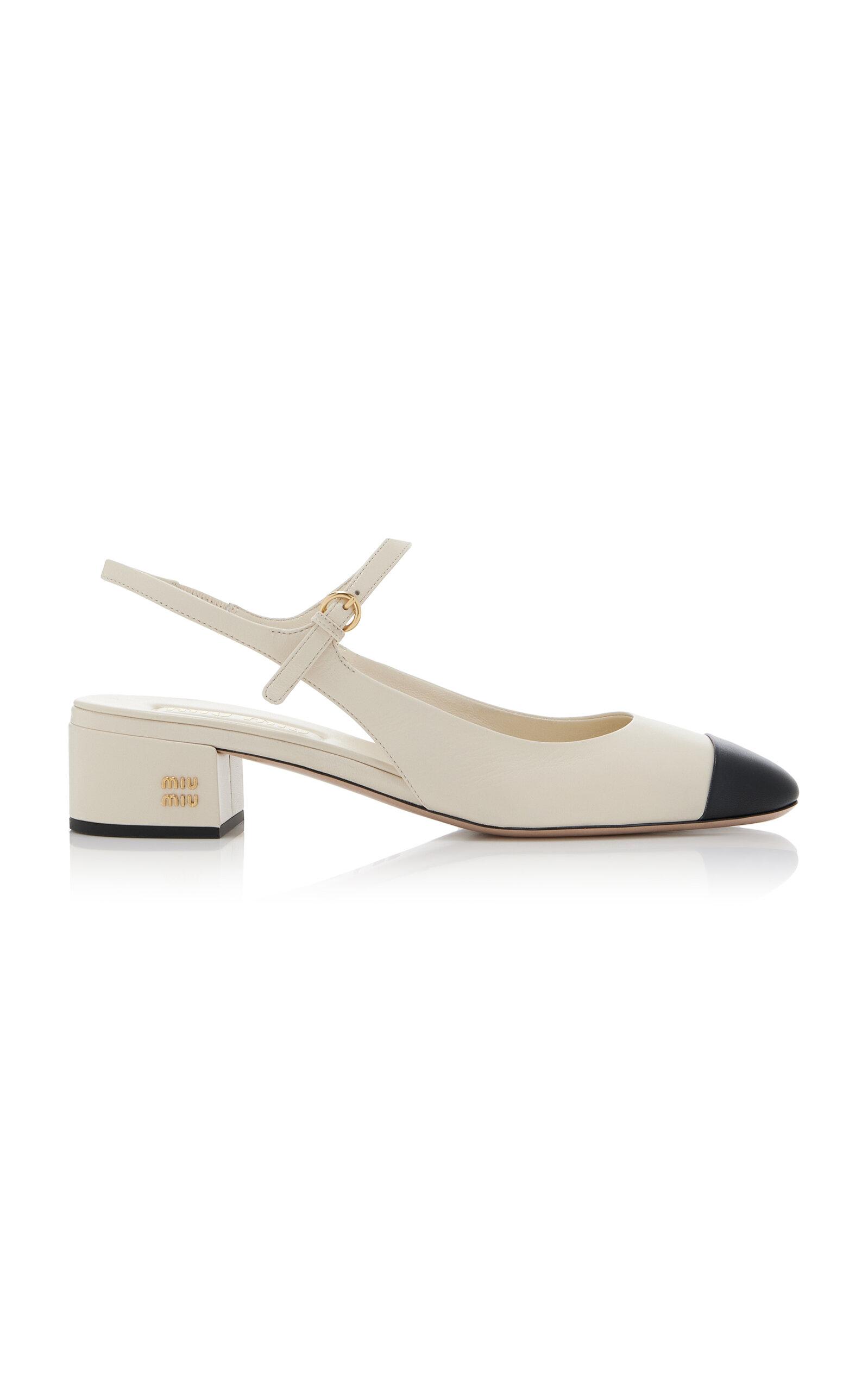 Miu Miu Leather Slingback Mary Jane Pumps in White | Lyst