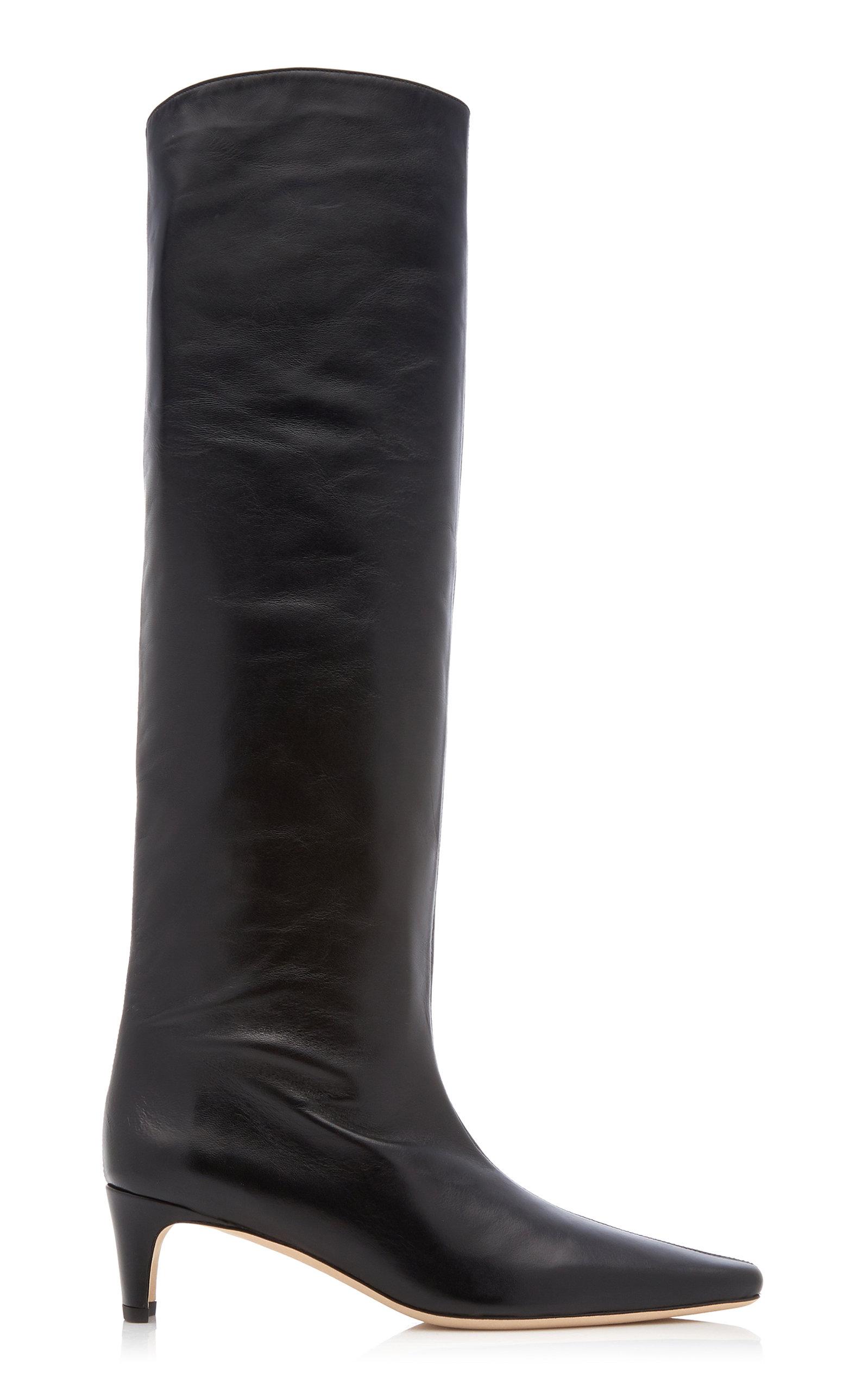 STAUD Wally Tall Leather Boots in Black | Lyst