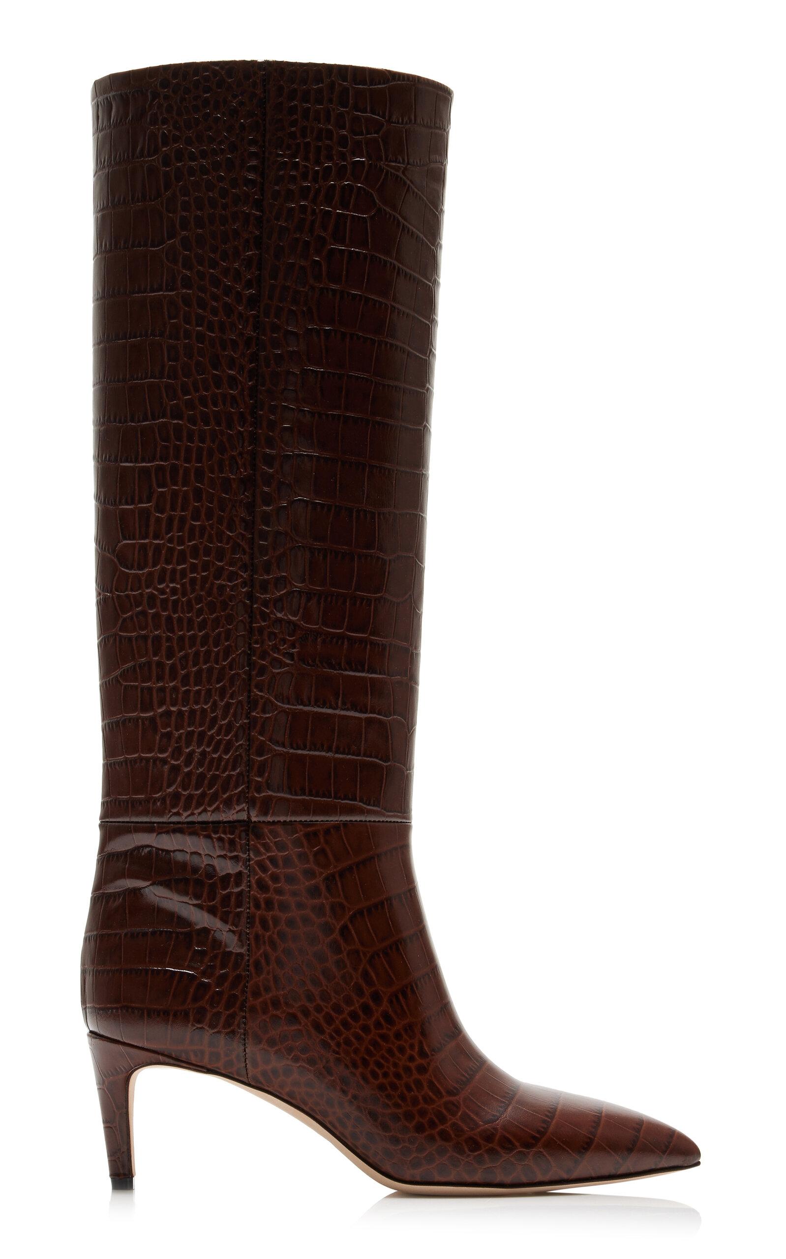 Paris Texas Croc-effect Leather Stiletto Boots in Brown | Lyst