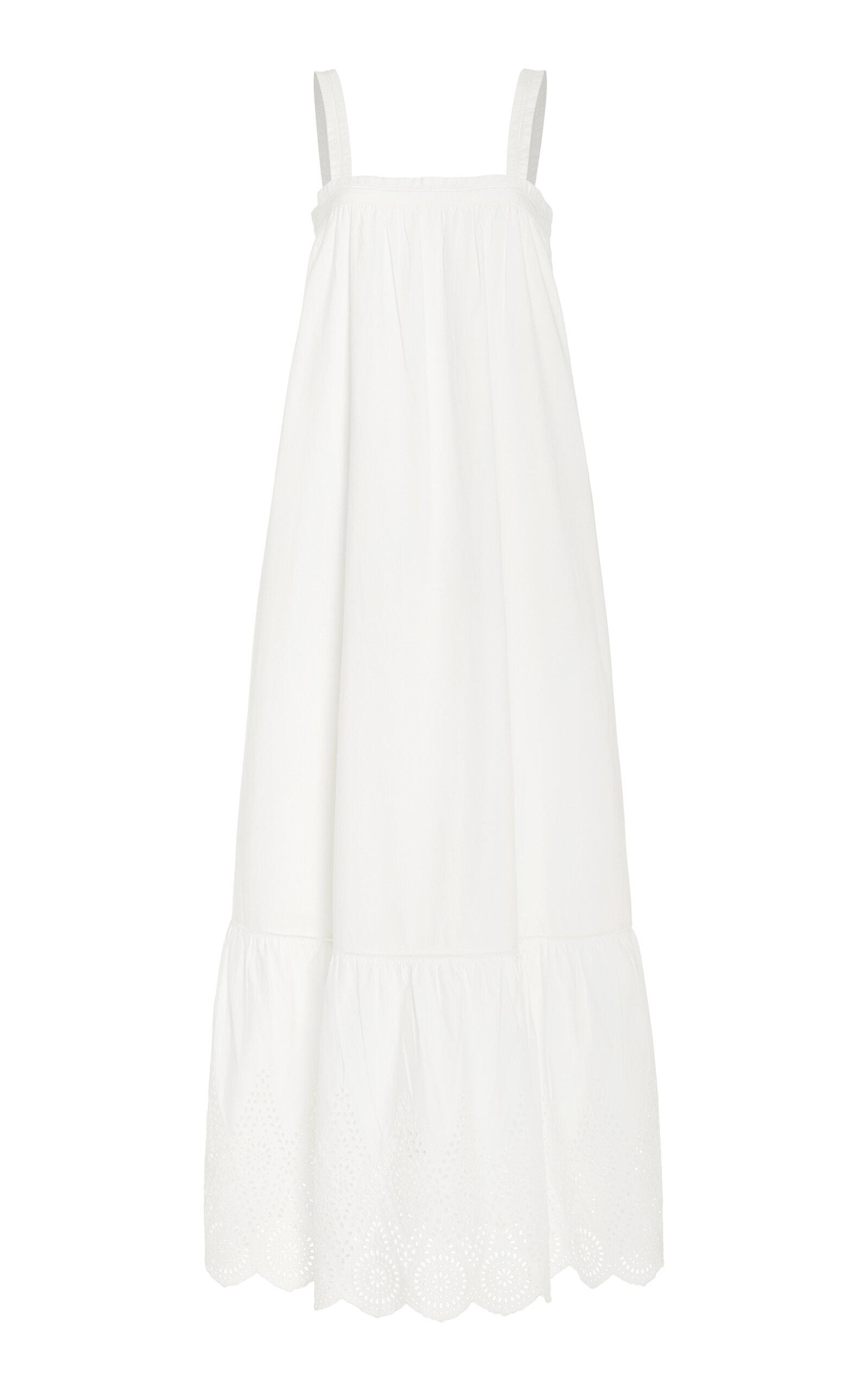Posse Louisa Tie-detailed Broderie Anglaise Cotton Maxi Dress in White ...