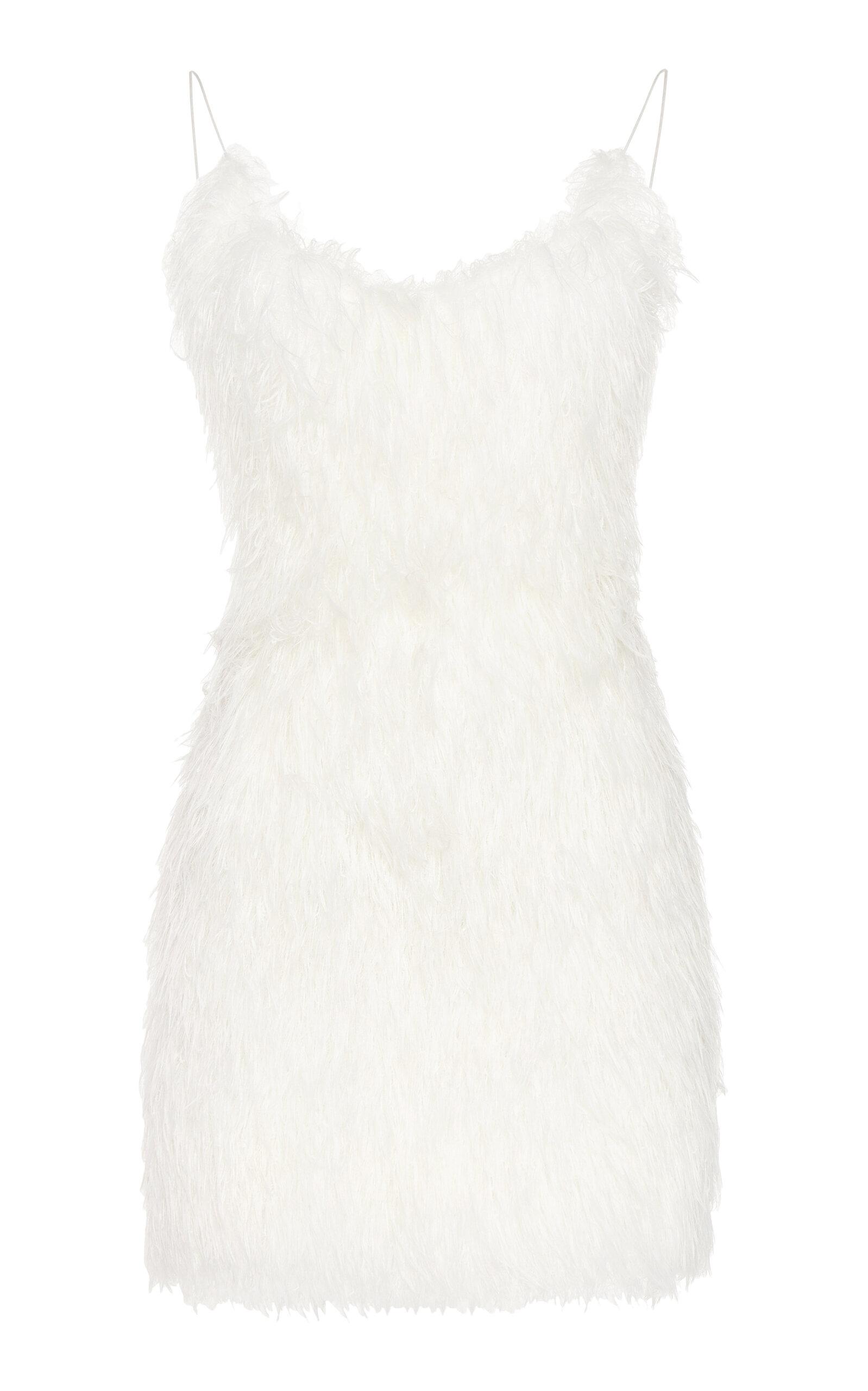 Coperni Faux-fur Mini Dress in White | Lyst