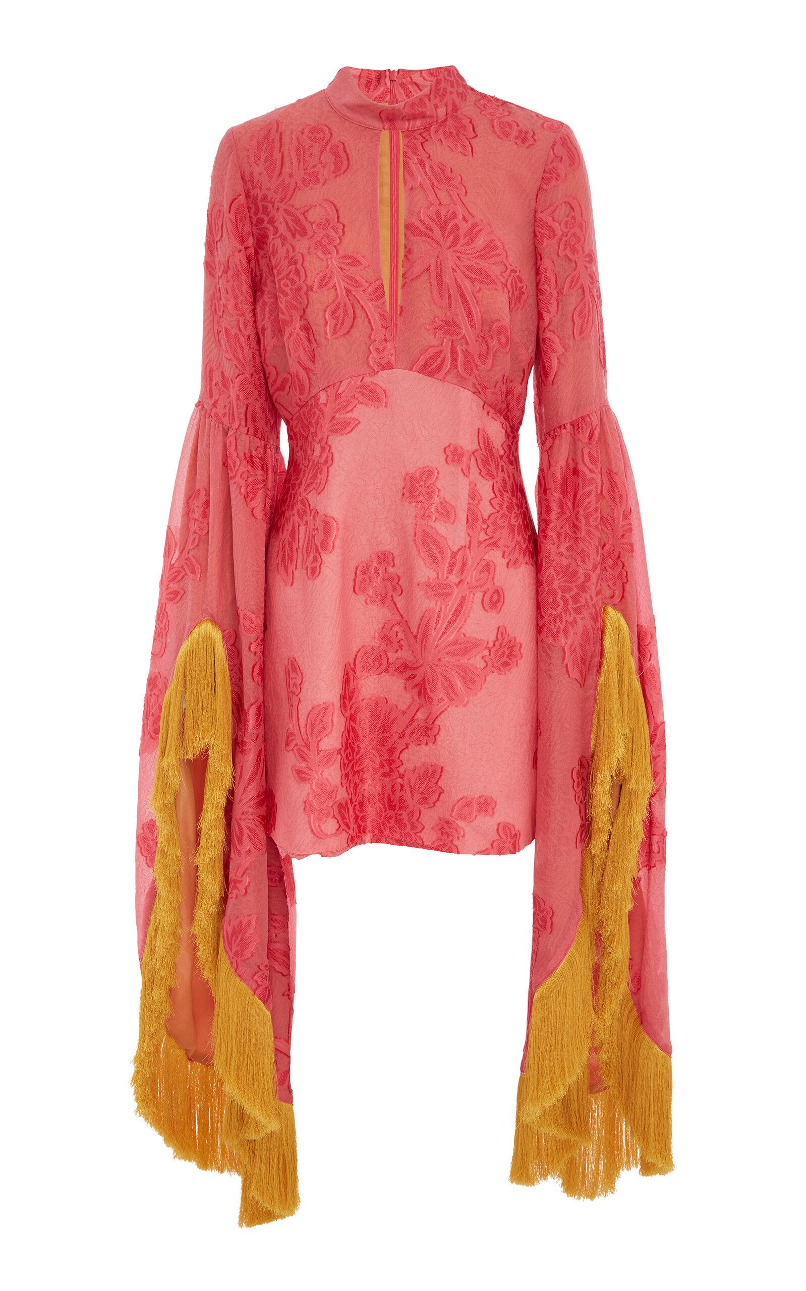 ALÉMAIS Leonard Fringe Jacquard Mini Dress in Red | Lyst