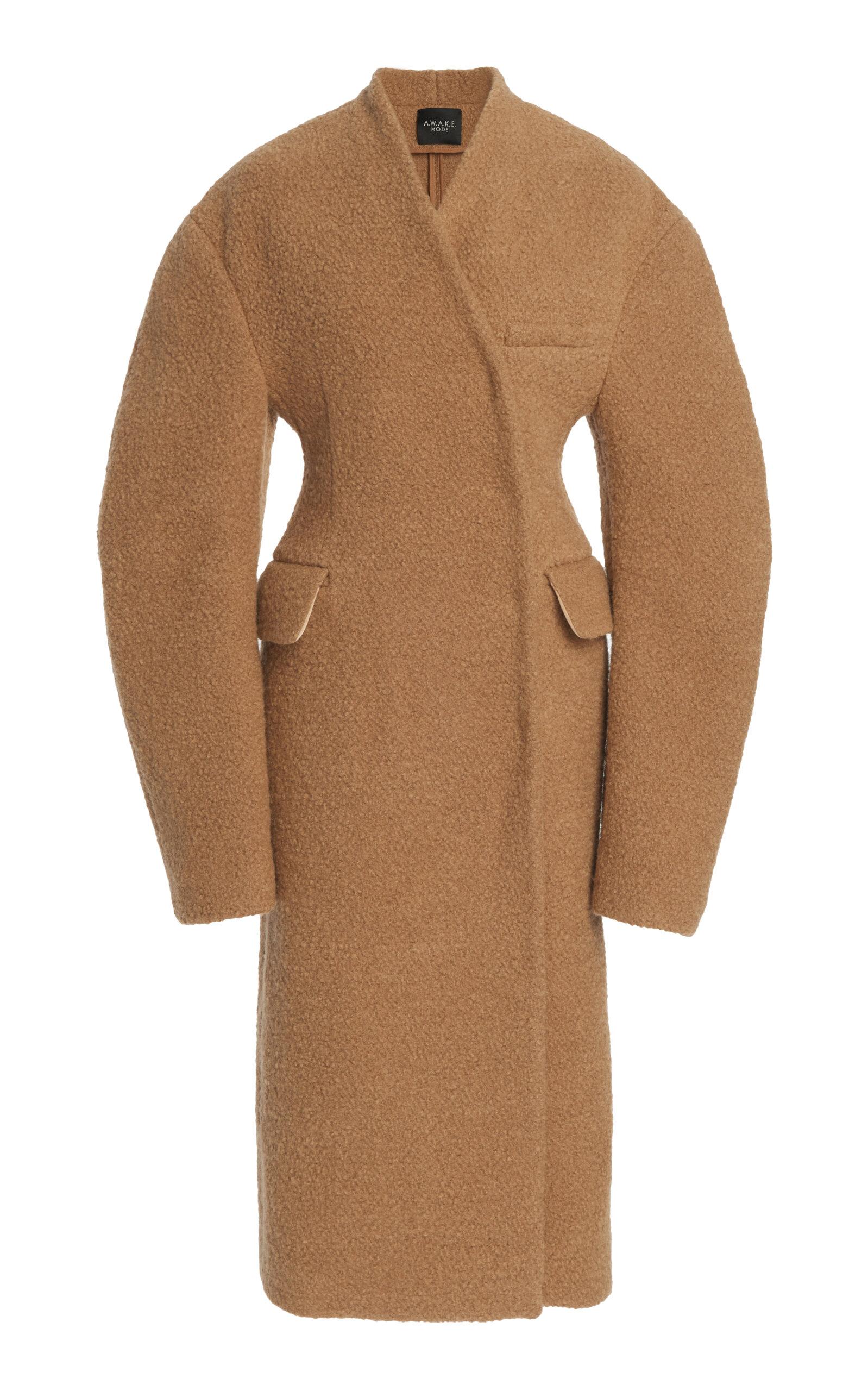 A.W.A.K.E. MODE Sculpted Wool Coat in Brown | Lyst