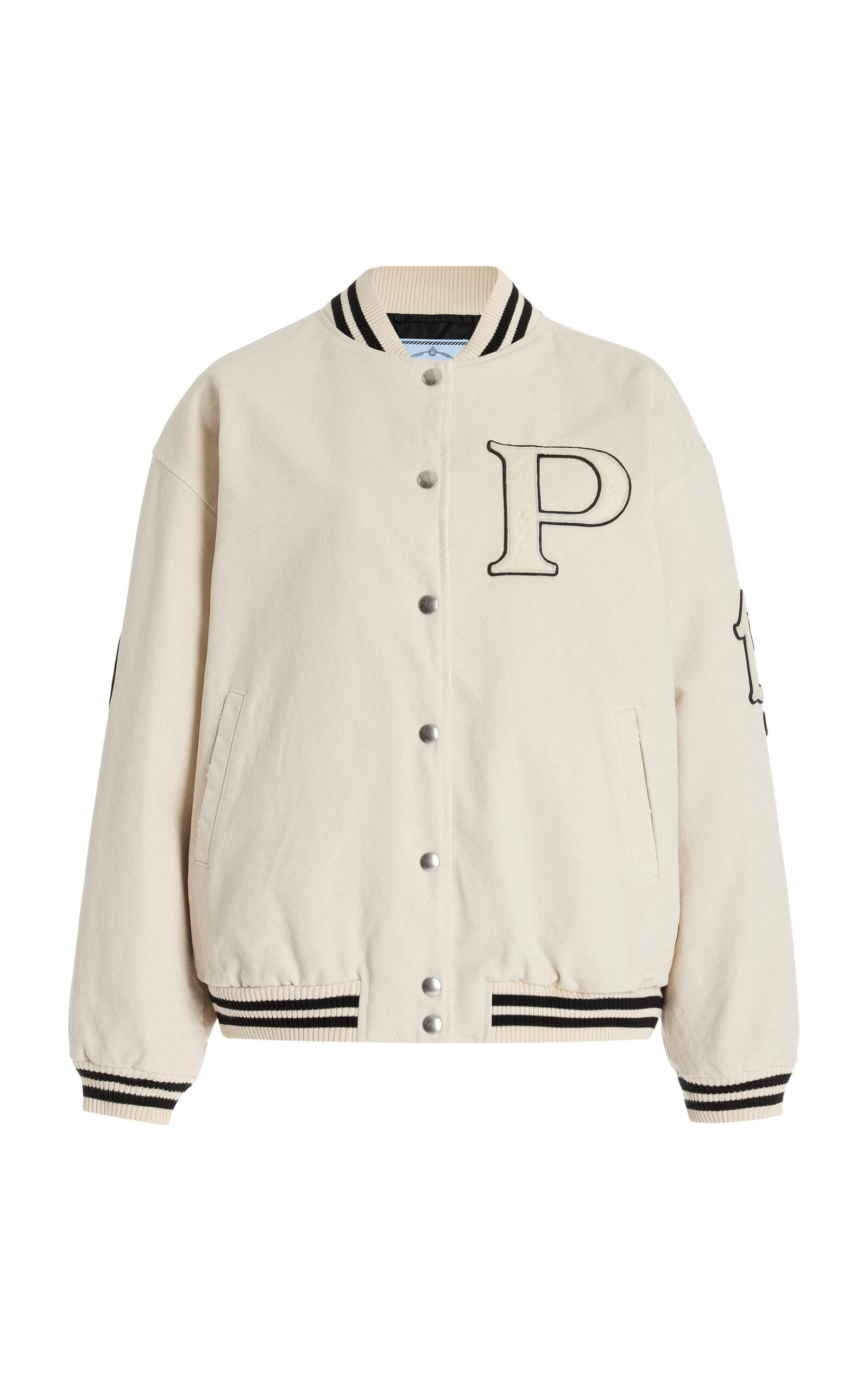 Prada Oversized Mohair-wool Varsity Jacket in Natural | Lyst