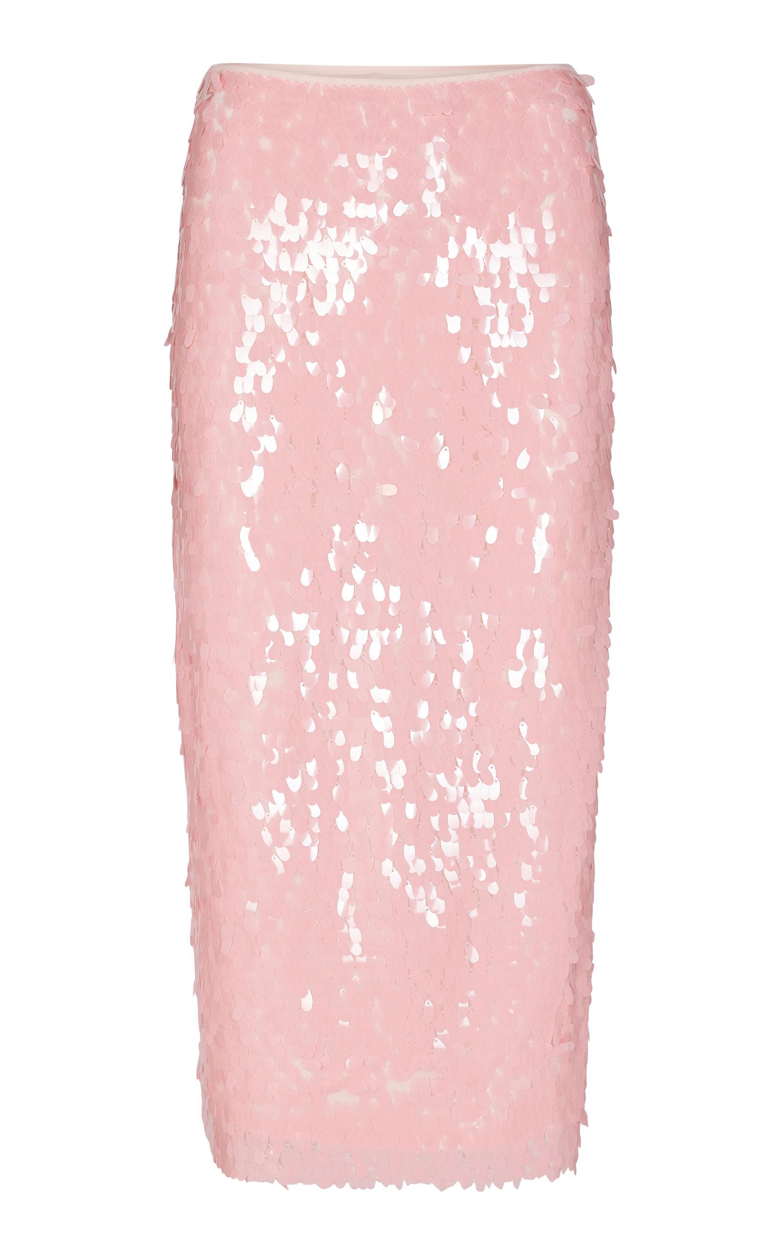 ROTATE BIRGER CHRISTENSEN Caitlin Sequined Tulle Midi Skirt in Pink ...