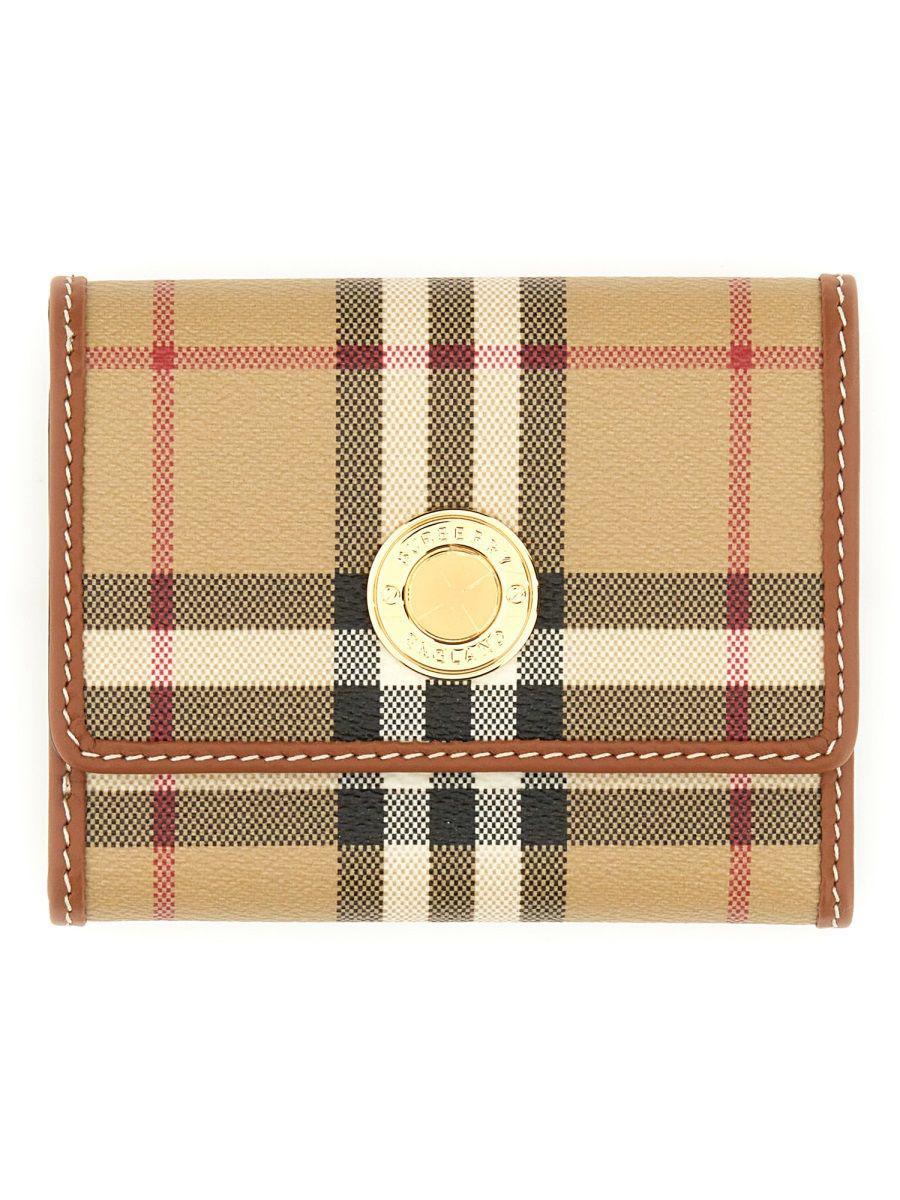 Burberry Compact Tartan Wallet in Natural | Lyst UK
