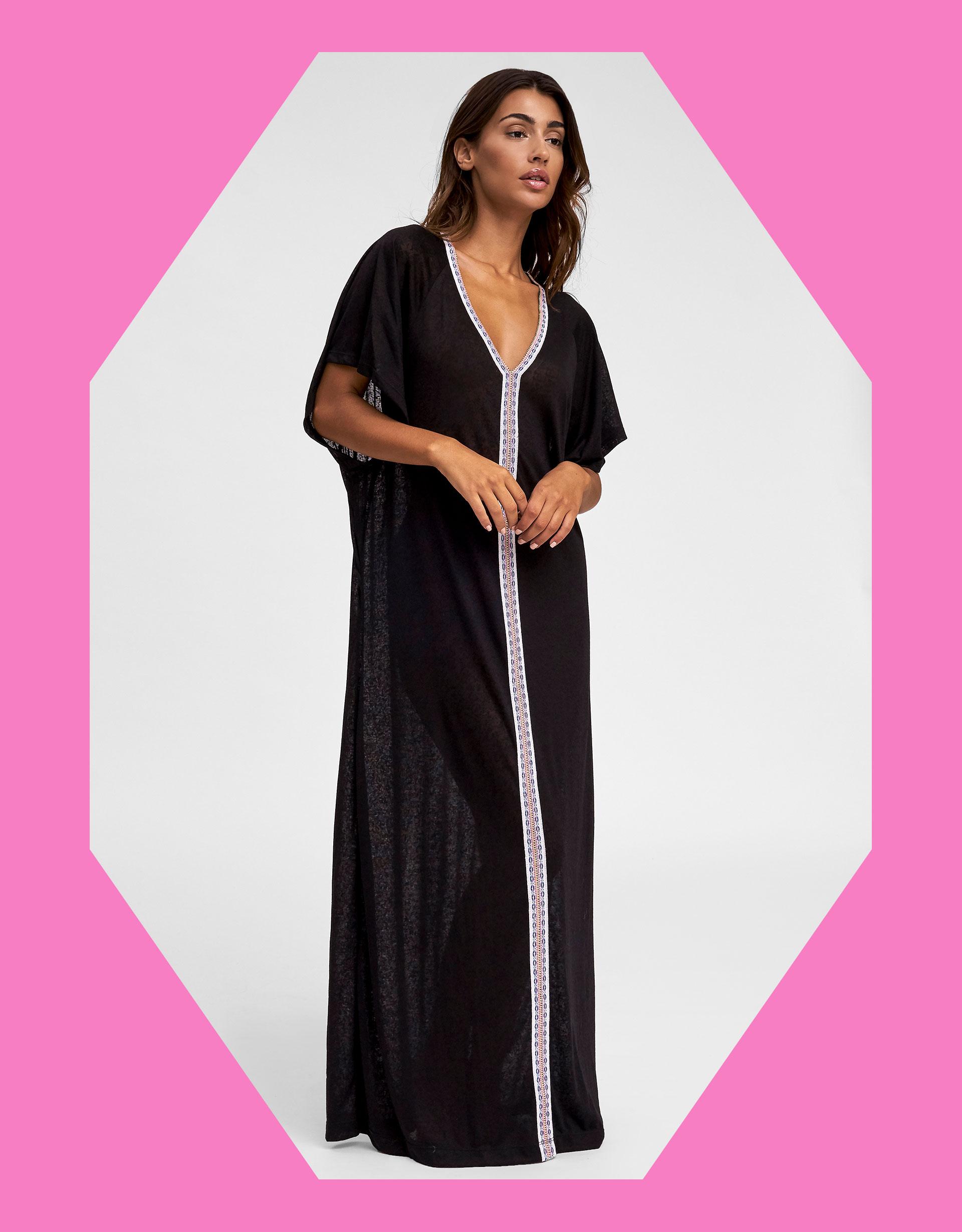 Monsoon Pitusa Inca Abaya Maxi Sundress Black in Pink | Lyst UK