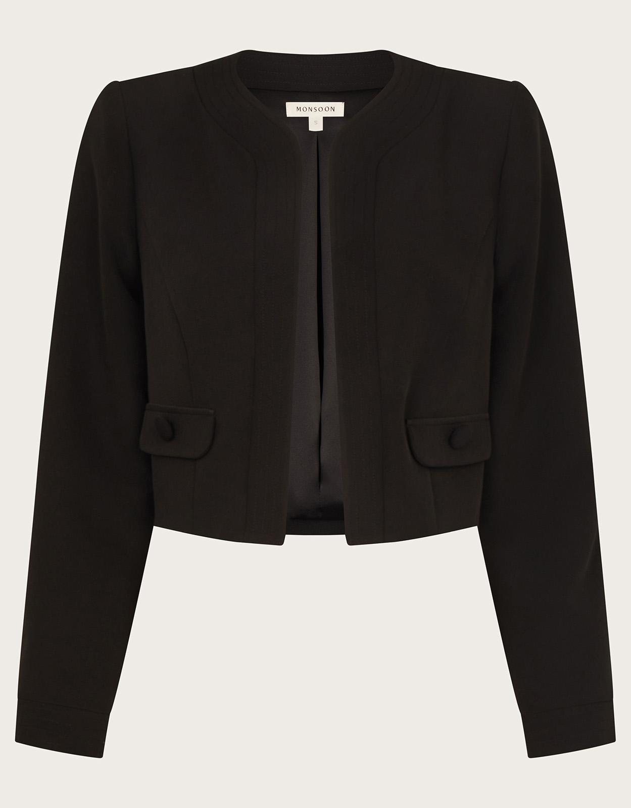 Monsoon Briar Cropped Jacket Black Lyst UK