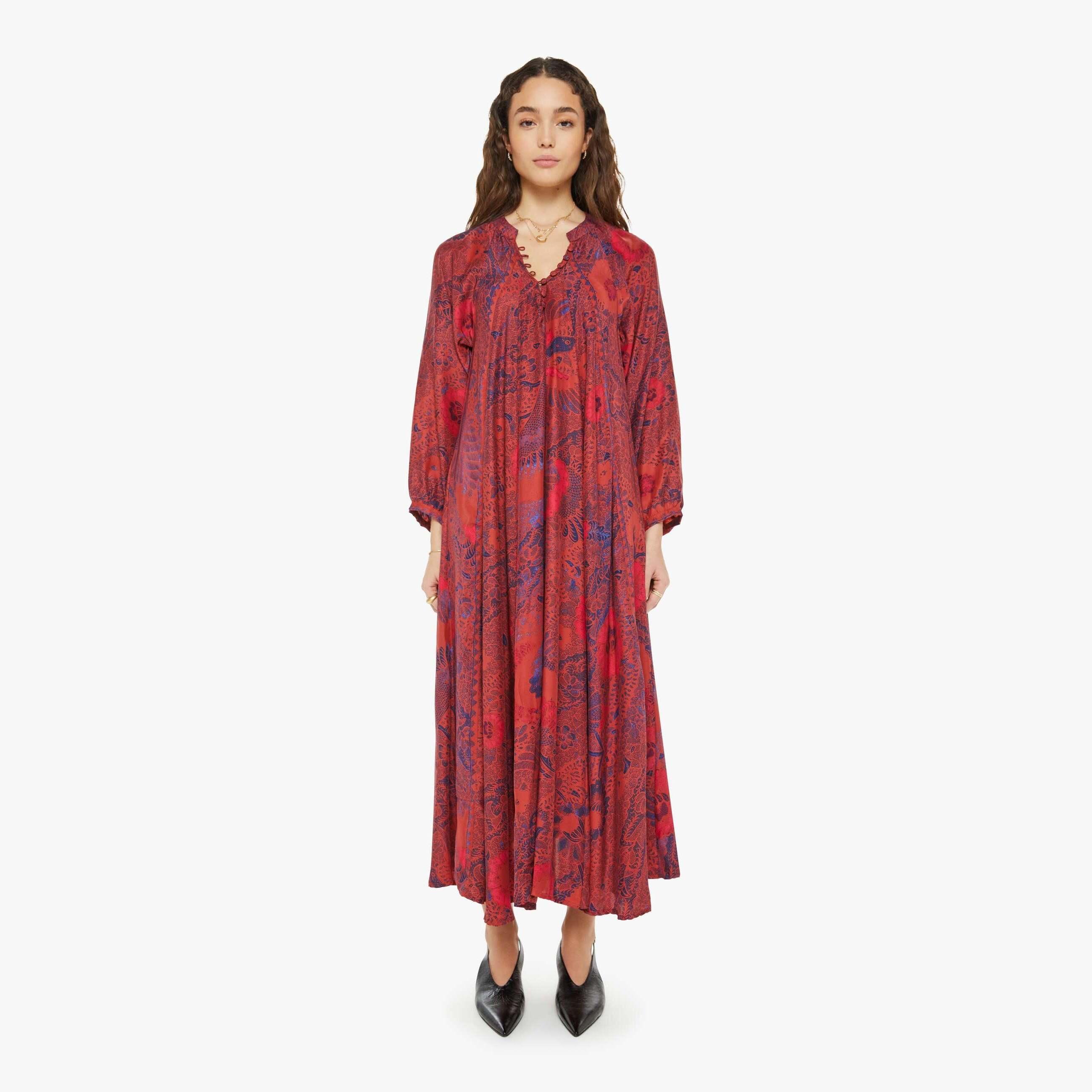 Natalie Martin Fiore Maxi Peacock Currant Skirt in Red | Lyst