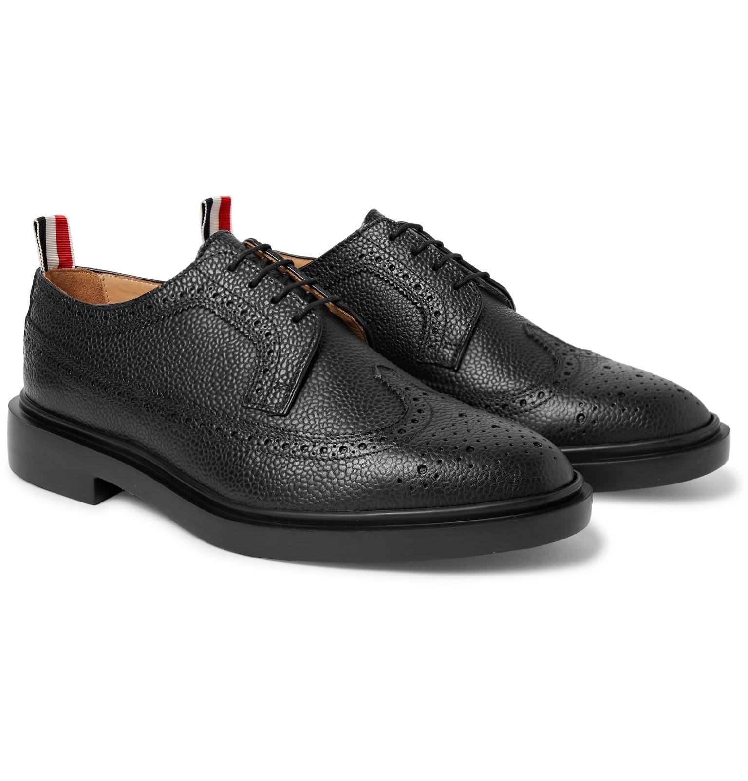 Thom Browne Pebble-grain Leather Longwing Brogues in Black for Men ...