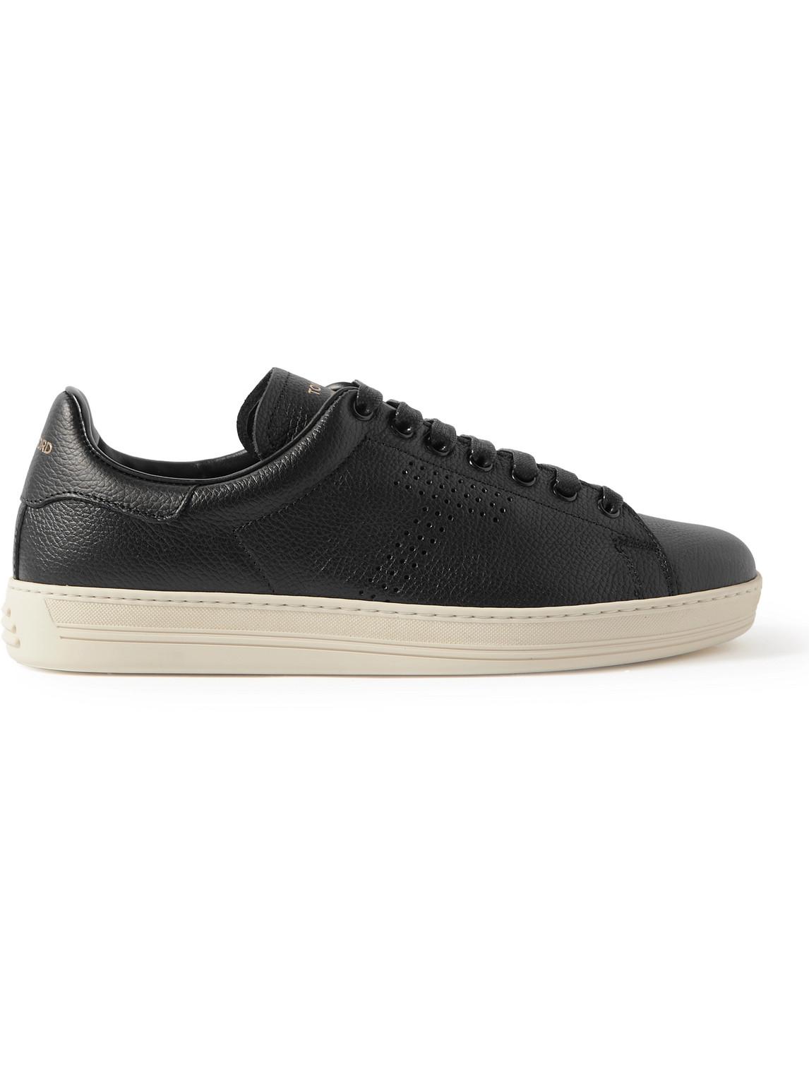 Tom Ford Warwick Perforated Full-Grain Leather Sneakers in Black for ...