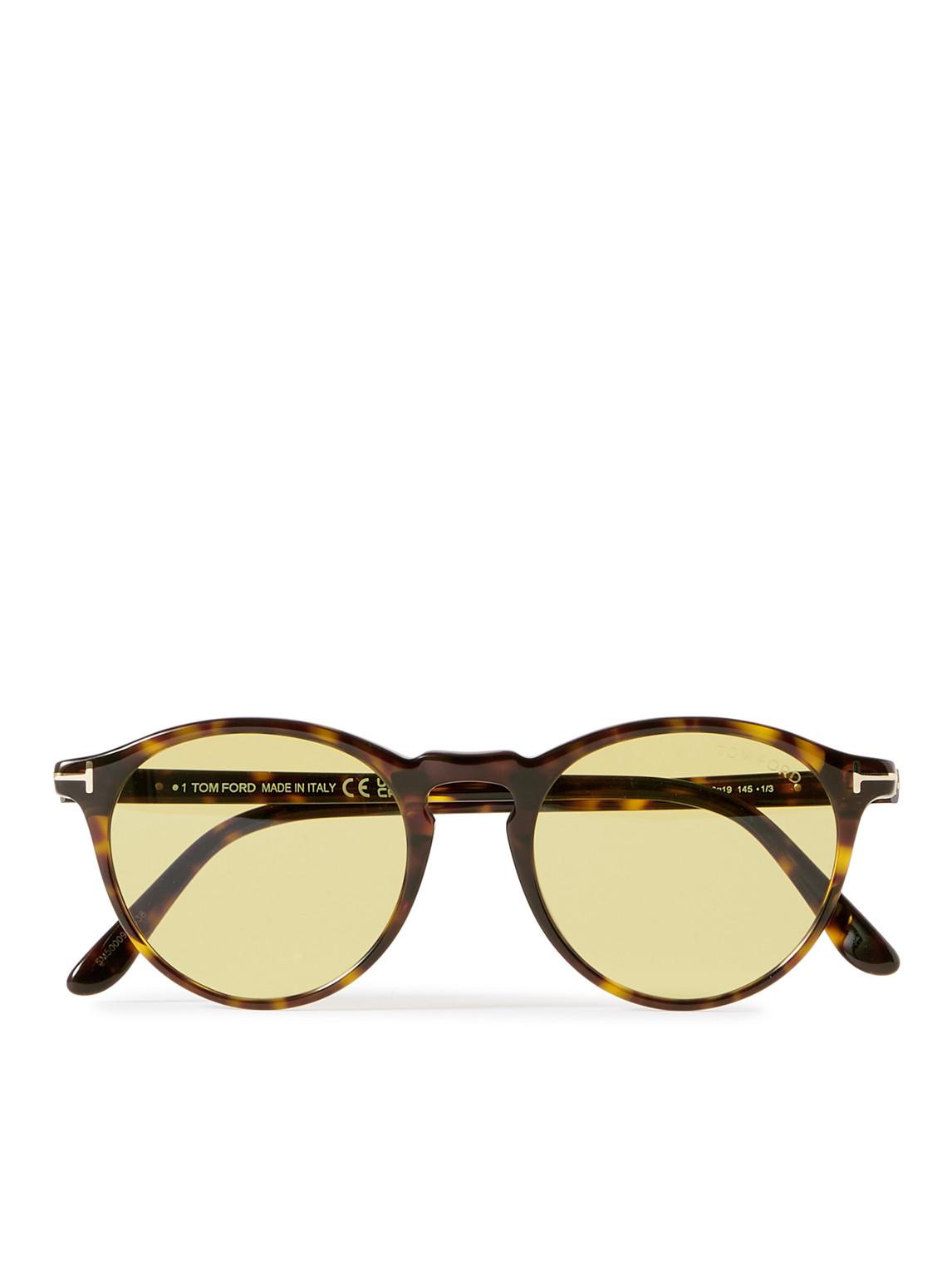 Tom Ford Aurele Round Frame Tortoiseshell Acetate Sunglasses In Natural