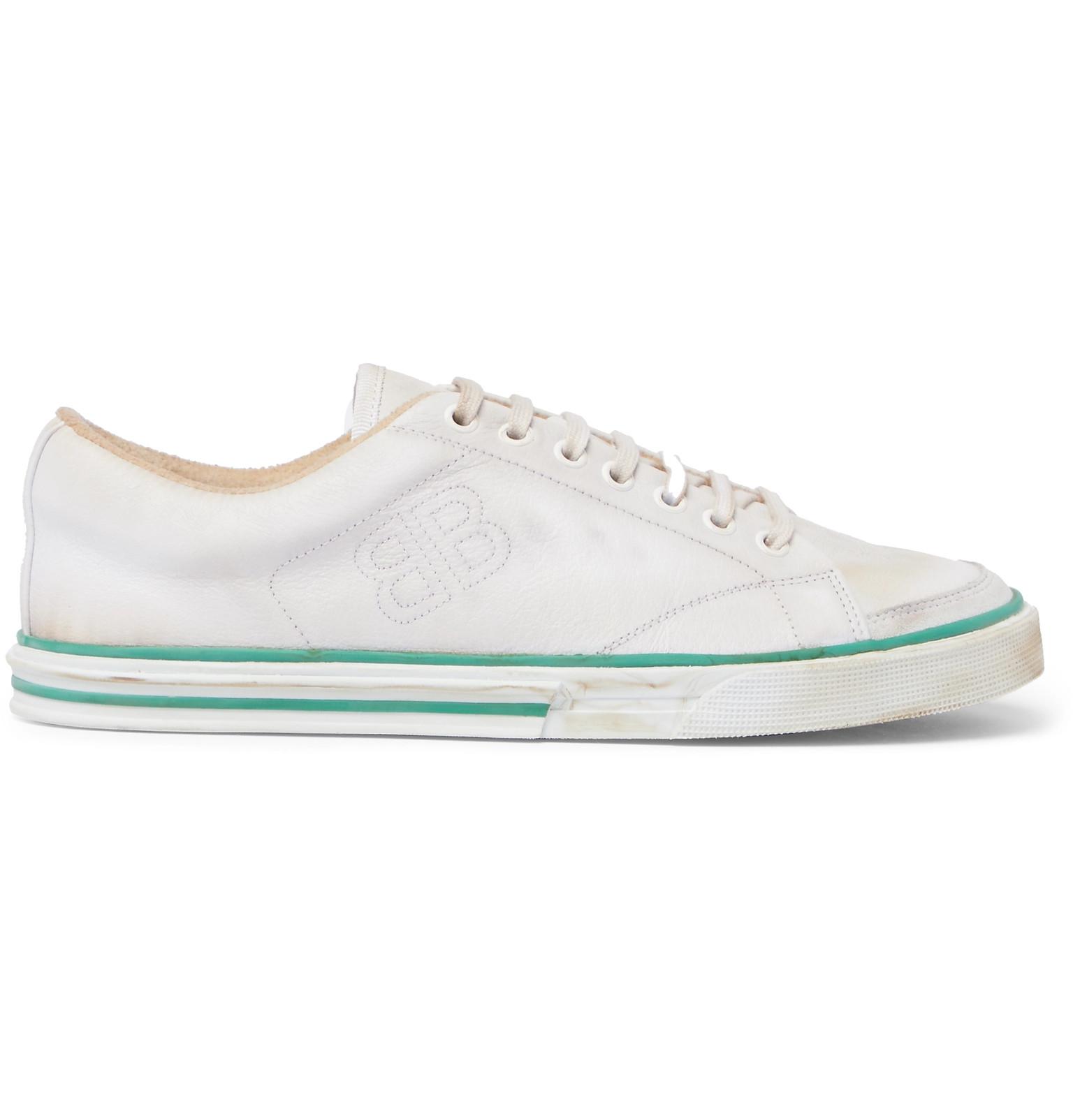 Balenciaga Match Tennis Distressed Leather Sneakers in White for Men - Lyst Balenciaga Match Tennis Distressed Leather Sneakers in White for Men - Lyst