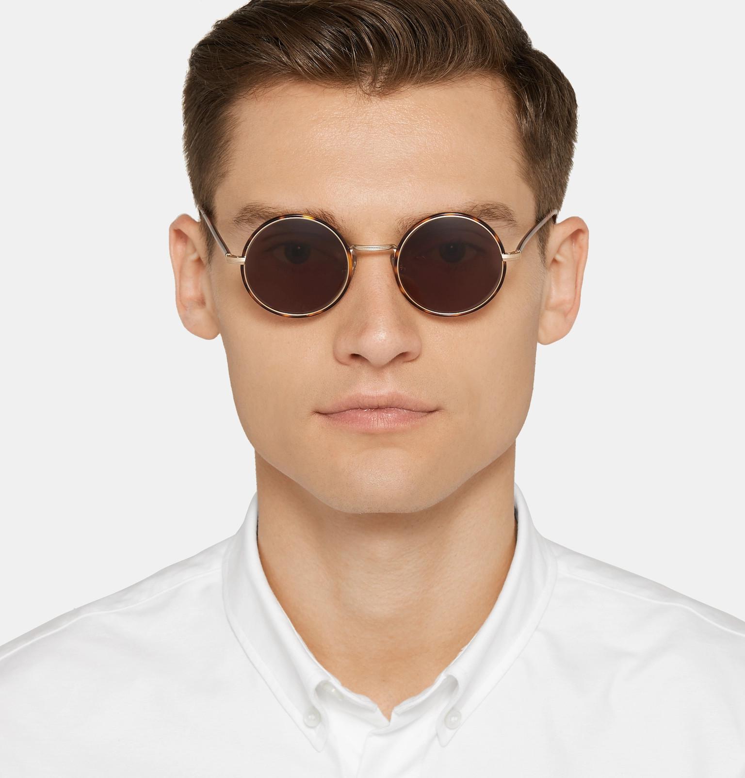 Cutler And Gross Round Frame Tortoiseshell Acetate And Gold Tone