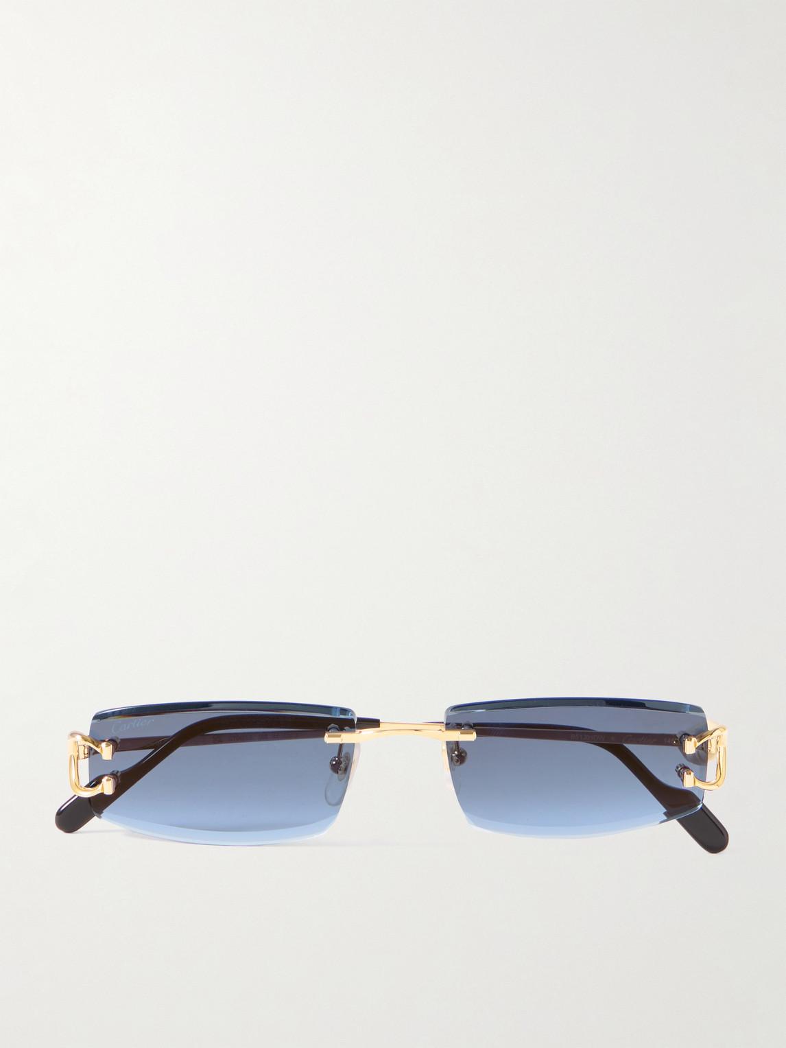 Cartier C De Cartier Rimless Rectangle-frame Gold-tone Sunglasses in ...