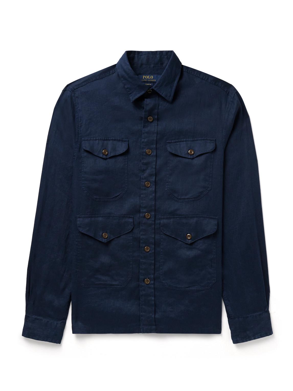 Polo Ralph Lauren Linen Overshirt in Blue for Men | Lyst