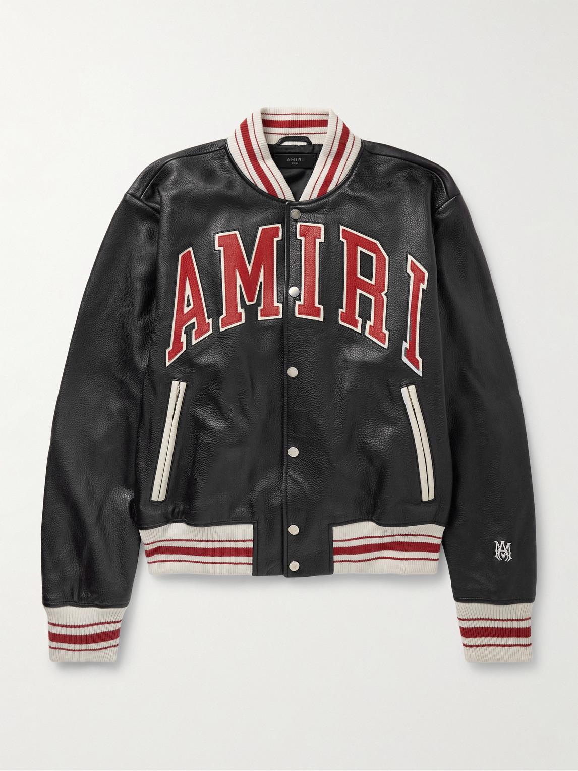 Amiri Logo-appliquéd Leather Bomber Jacket in Black for Men | Lyst Canada