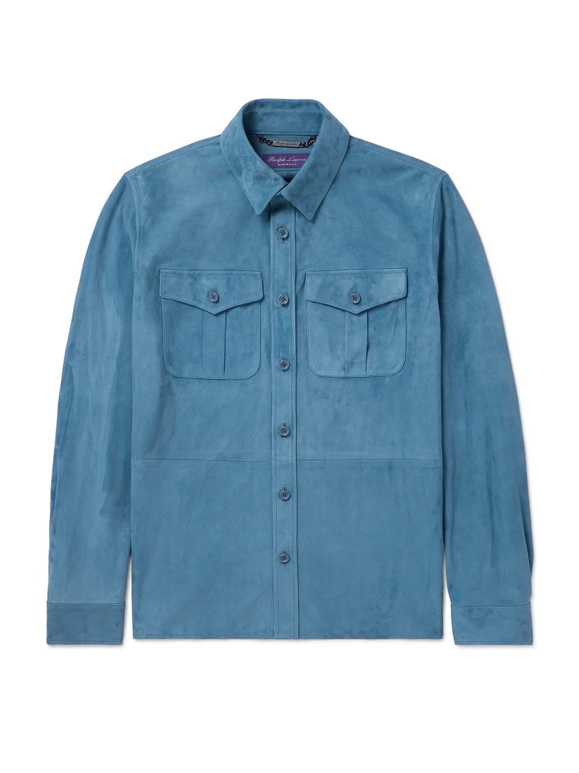 Ralph Lauren Barron Suede Shirt Jacket in Blue for Men | Lyst