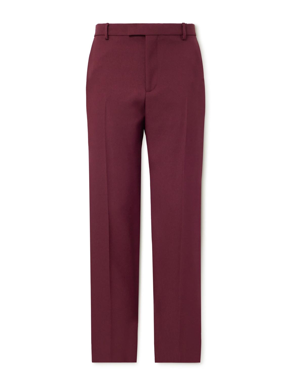 Gucci Straight-leg Logo-embossed Twill Trousers in Red for Men | Lyst