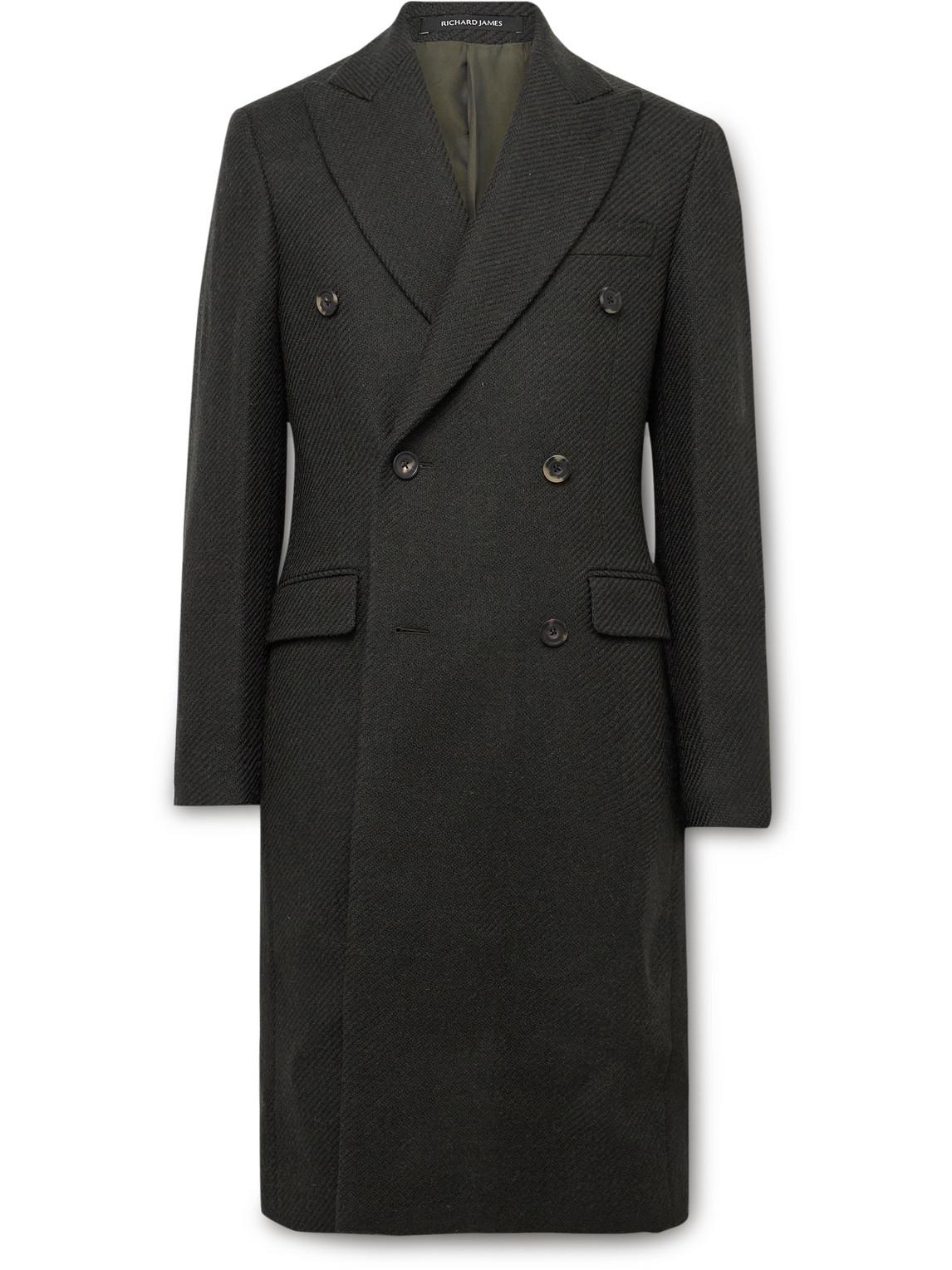 Richard James Slim-fit Double-breasted Wool-hopsack Coat in Black for ...