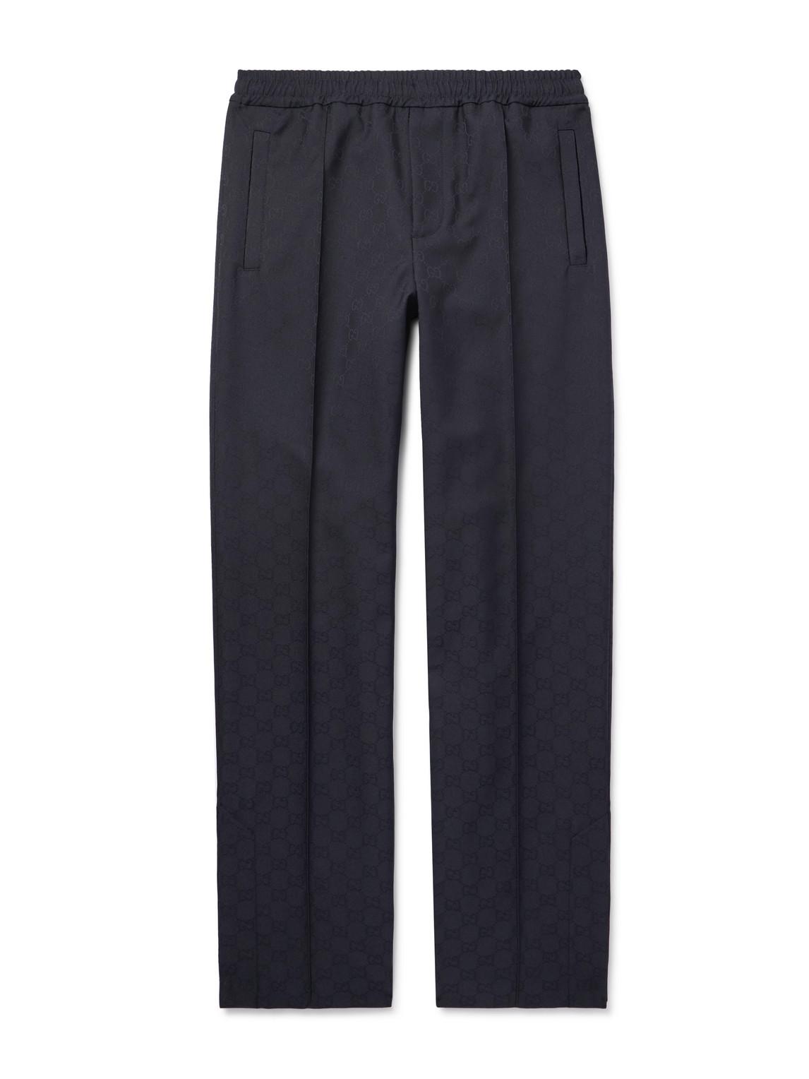Gucci Straight-Leg Logo-Jacquard Trousers in Blue for Men | Lyst