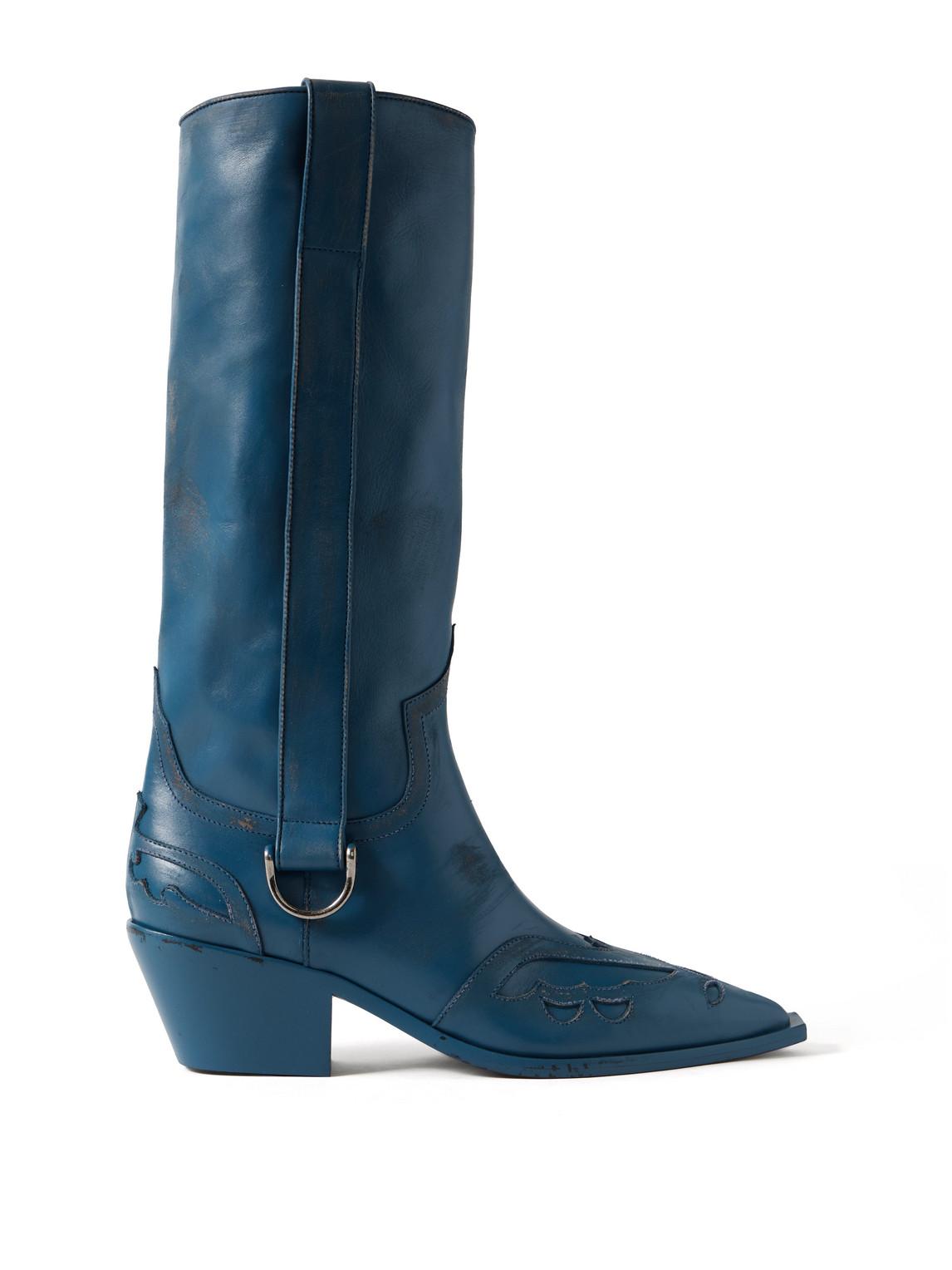 Enfants Riches Deprimes Distressed Leather Cowboy Boots in Blue for Men ...