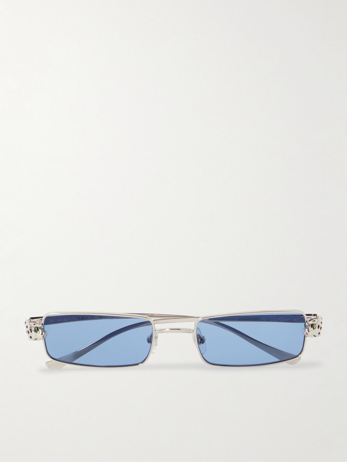 Cartier Panthère De Cartier Rectangle-frame Silver-tone Sunglasses in ...