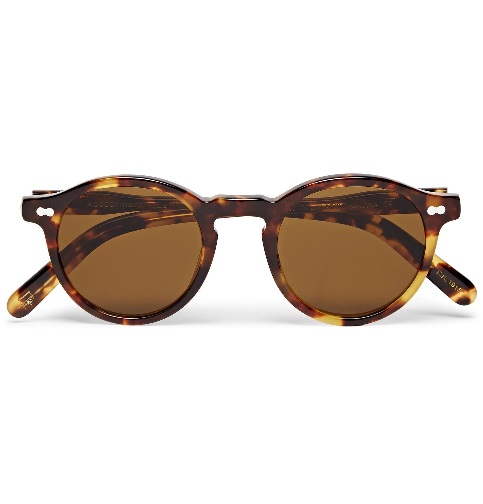 Moscot Miltzen Round Frame Tortoiseshell Acetate Sunglasses In Brown