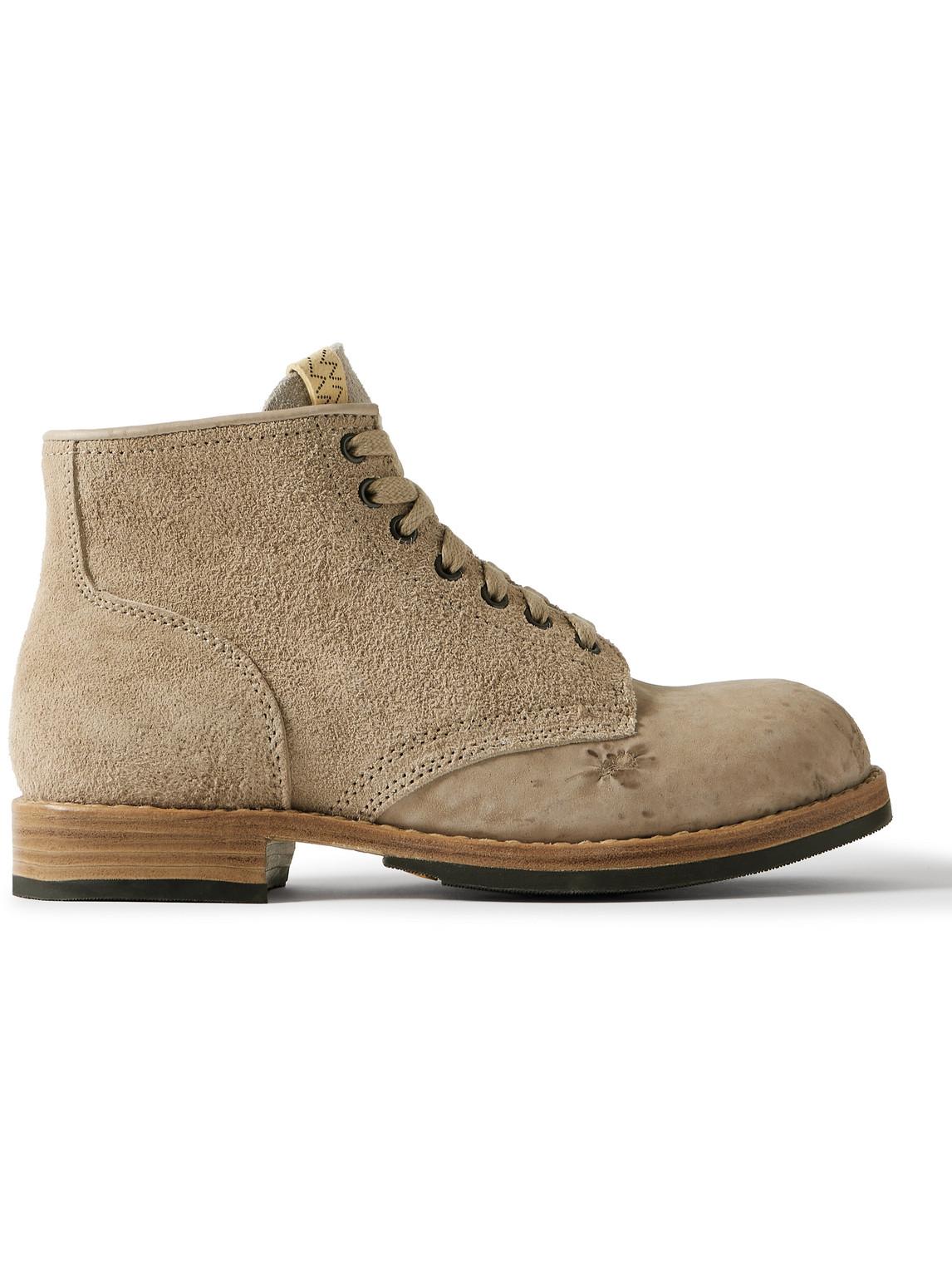 Visvim Brigadier Suede And Distressed Nubuck Boots in Brown for Men | Lyst