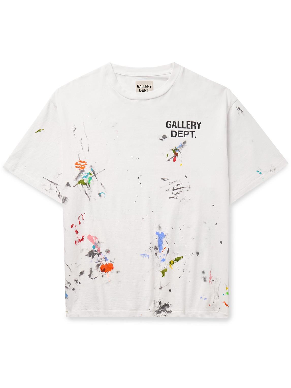 GALLERY DEPT. Paint-splattered Logo-print Cotton-jersey T-shirt in White for Men | Lyst