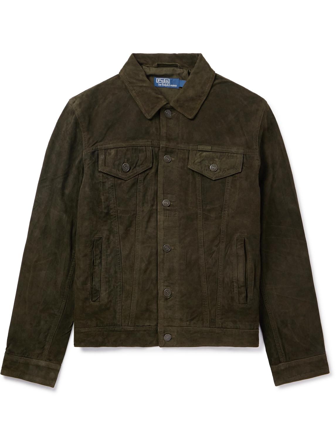 Polo Ralph Lauren Icon Slim-fit Suede Trucker Jacket in Green for Men | Lyst