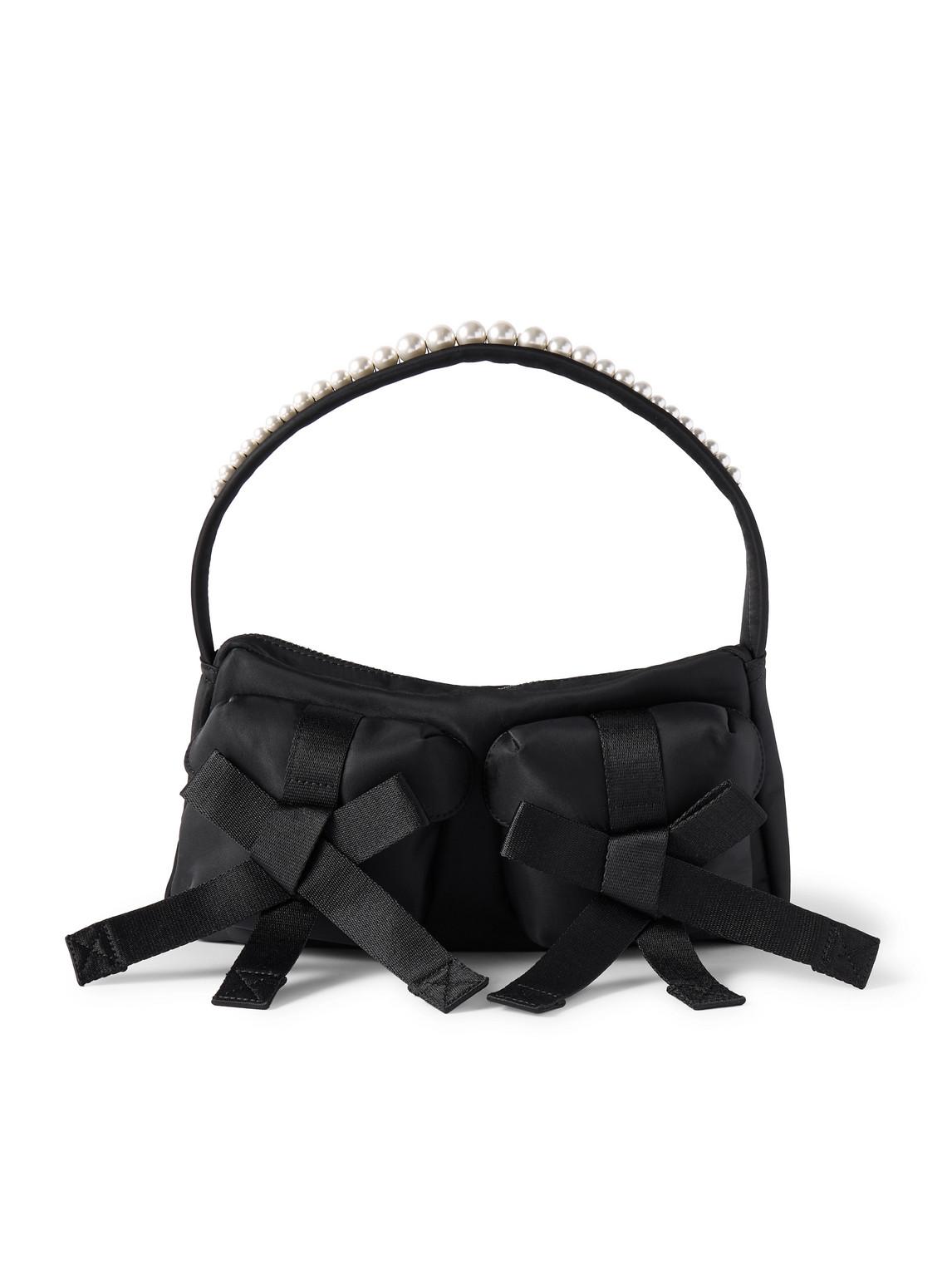 Simone Rocha Bow And Faux Pearl-Embellished Shell Shoulder Bag in Black ...