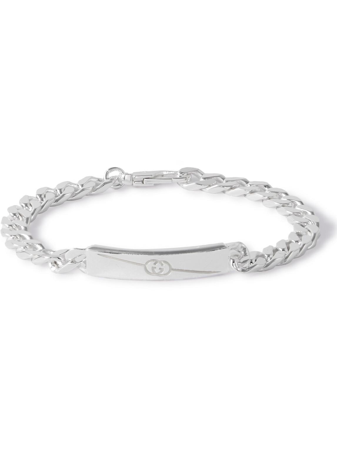 Gucci Tag Gourmette Chain Bracelet in Metallic for Men | Lyst