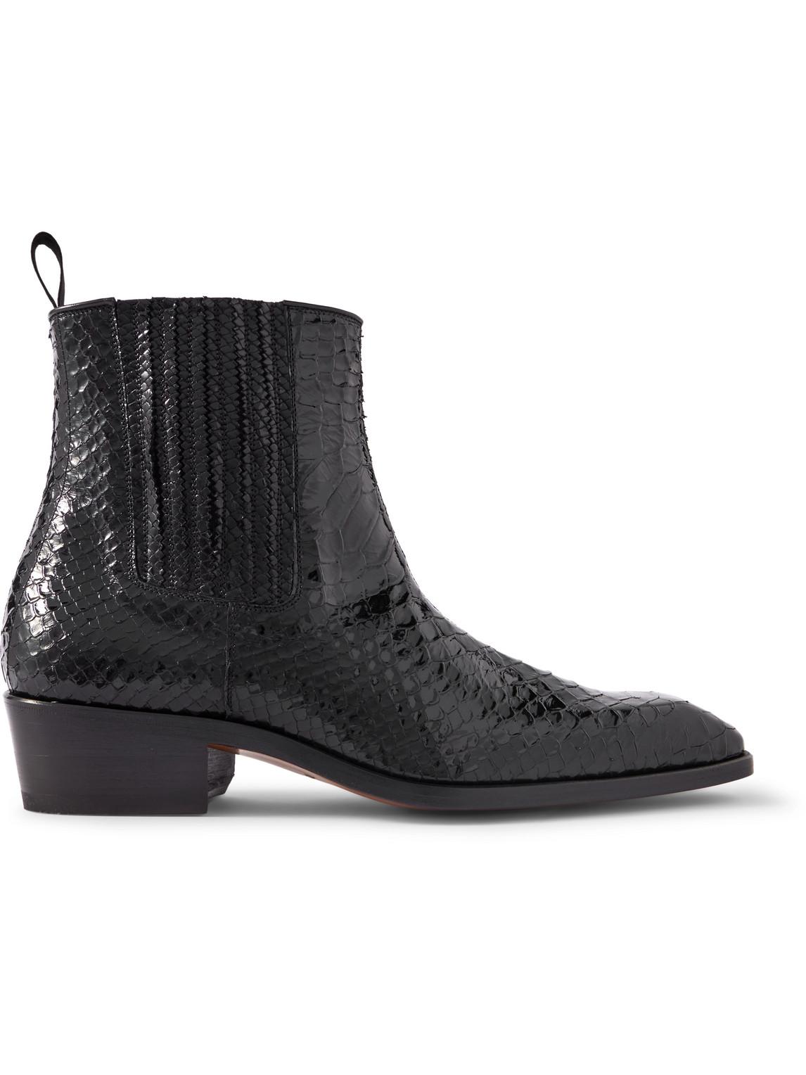 Tom Ford Kenneth Snake-effect Patent-leather Chelsea Boots in Black for ...