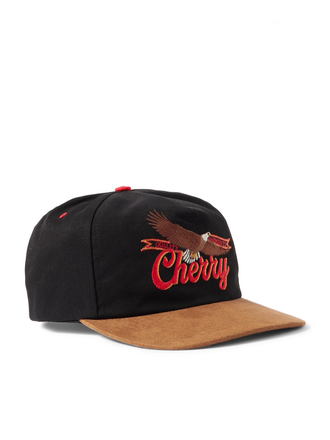 CHERRY LA Logo-Embroidered Cotton-Twill And Suede Baseball Cap in Black ...