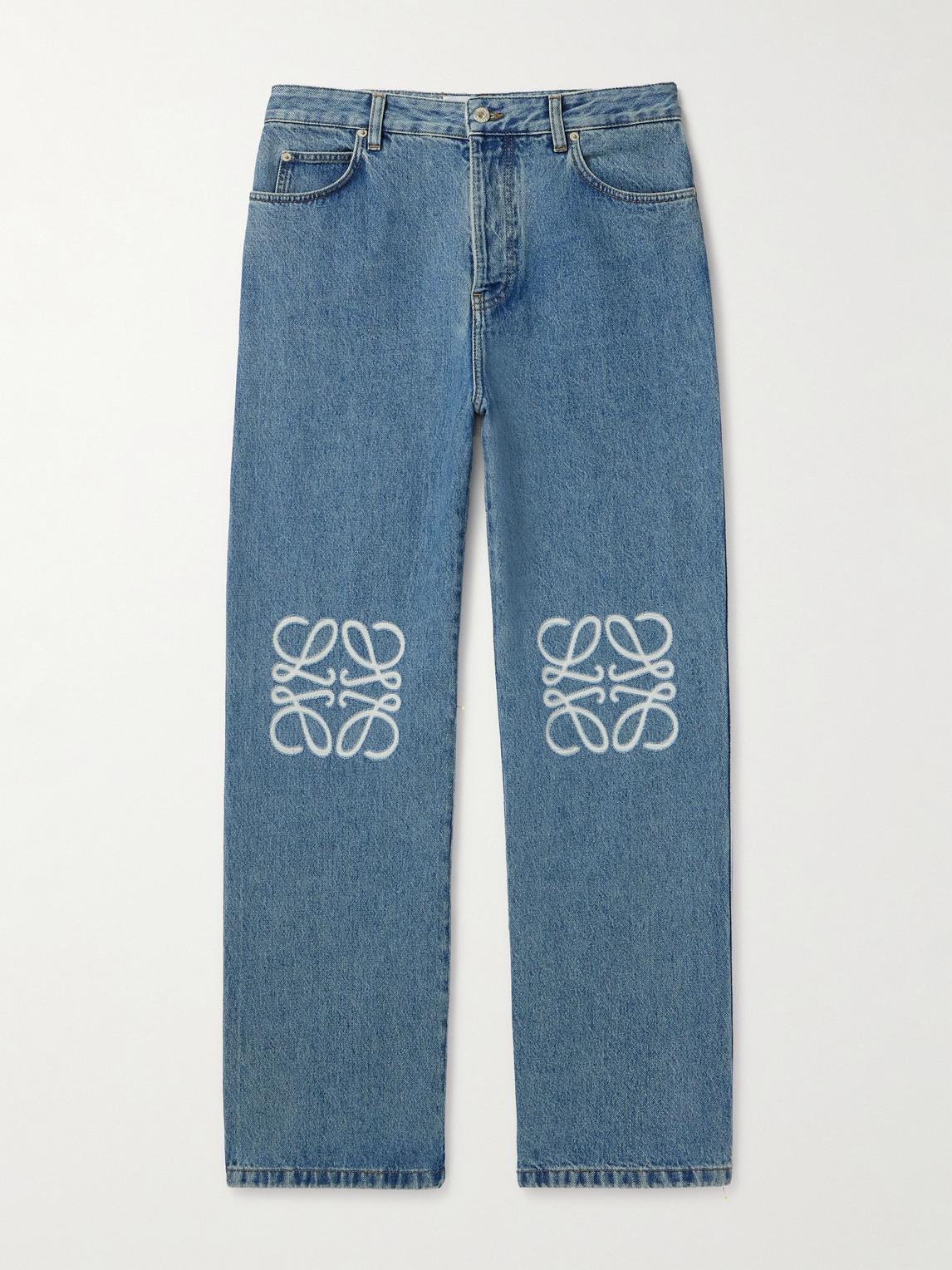 Loewe Anagram Wide-leg Logo-embroidered Jeans in Blue for Men | Lyst UK