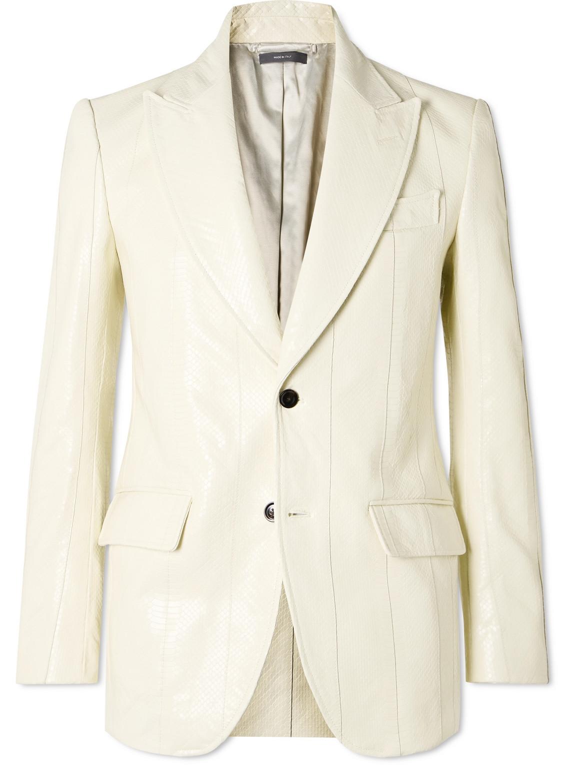 Tom Ford Slim-fit Snake-effect Leather Blazer in Natural for Men | Lyst